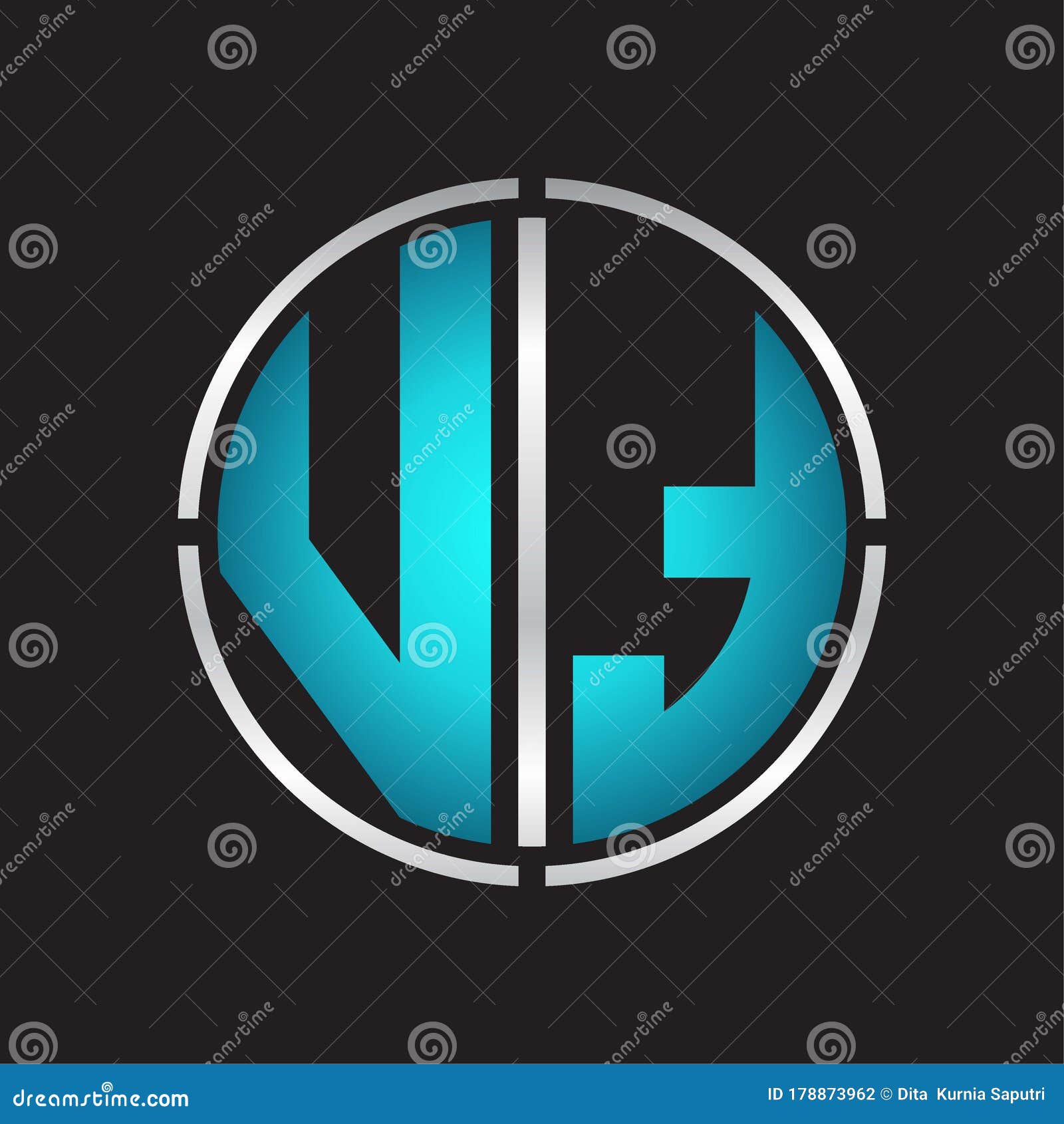 VT Logo Initial with Circle Line Cut Design Template on Blue Colors ...