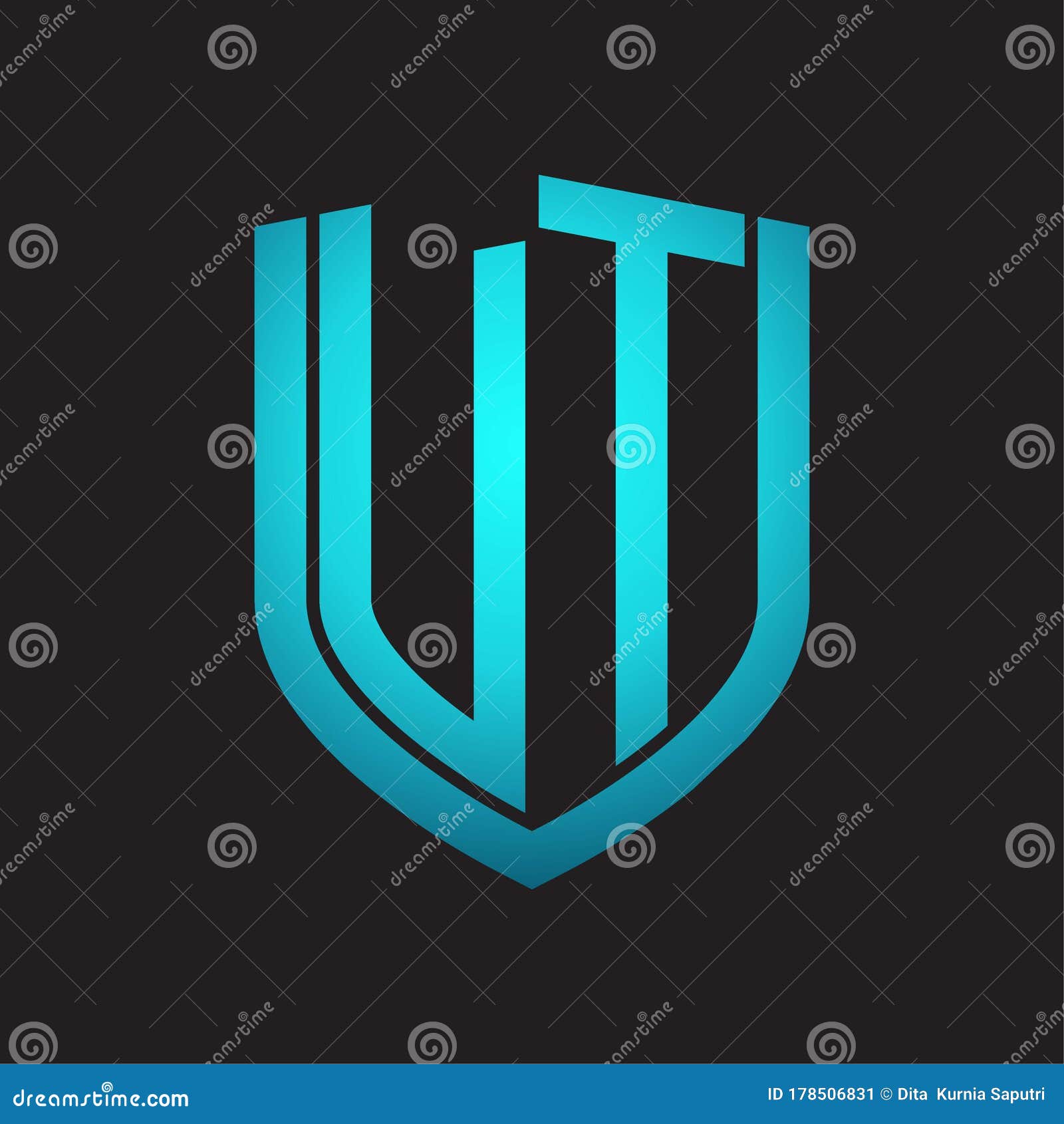 VT Logo Monogram with Emblem Shield Design Isolated with Blue Colors on ...