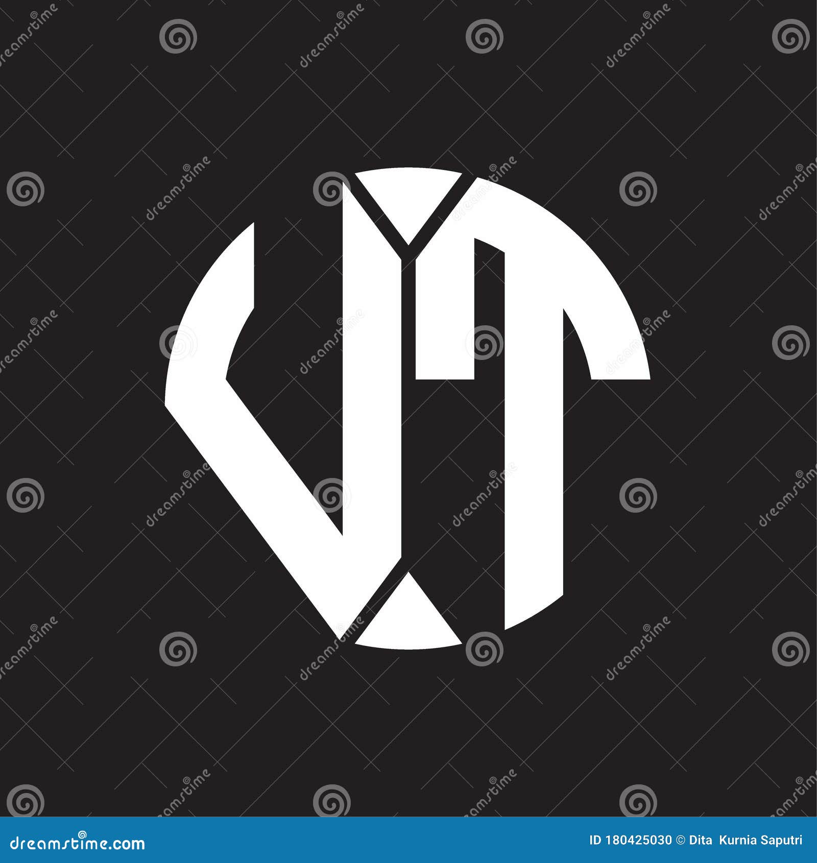 VT Logo Monogram with Piece Circle Ribbon Style Stock Vector ...