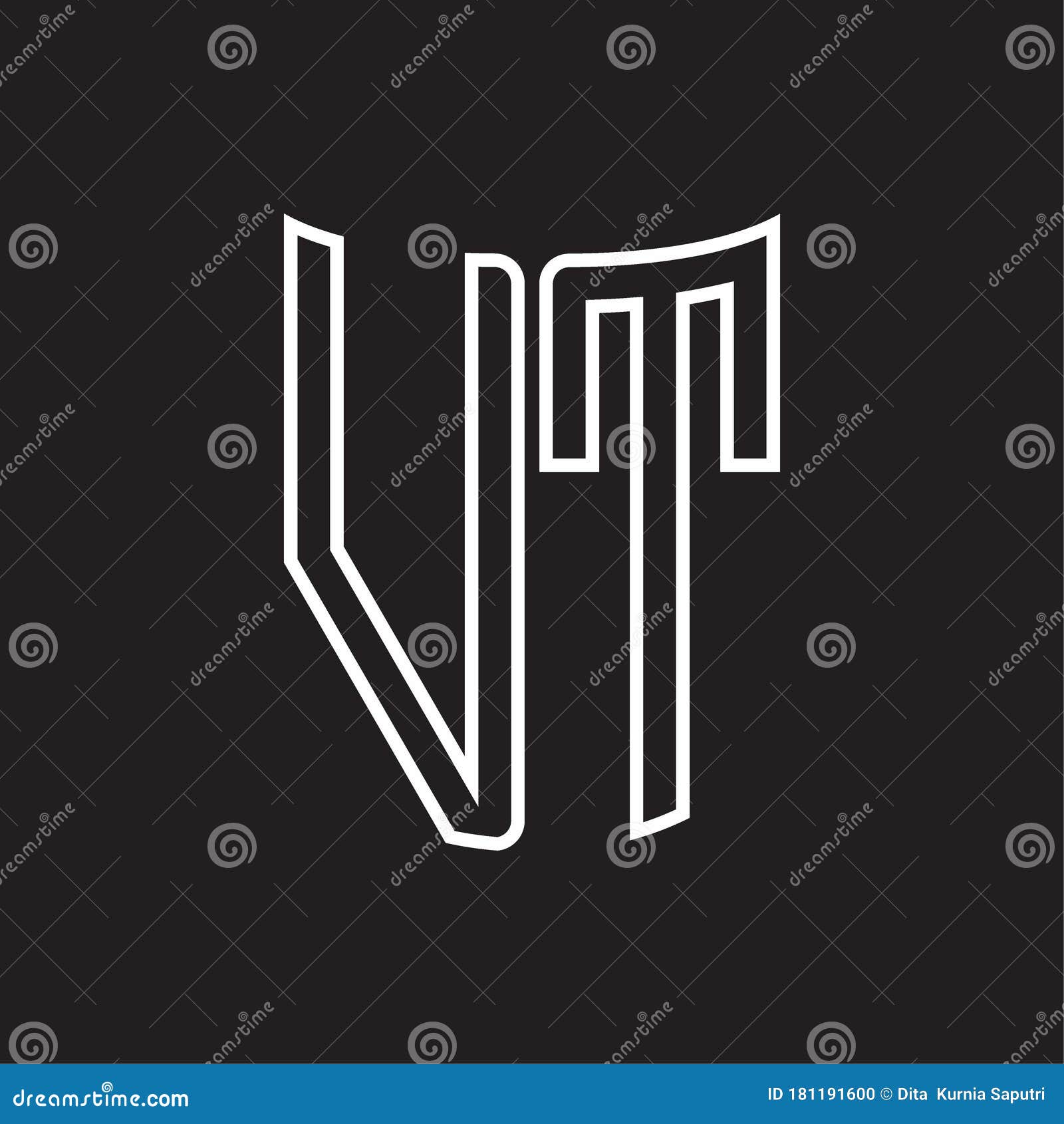 VT Logo Monogram with Ribbon Style Outline Design Template Stock ...