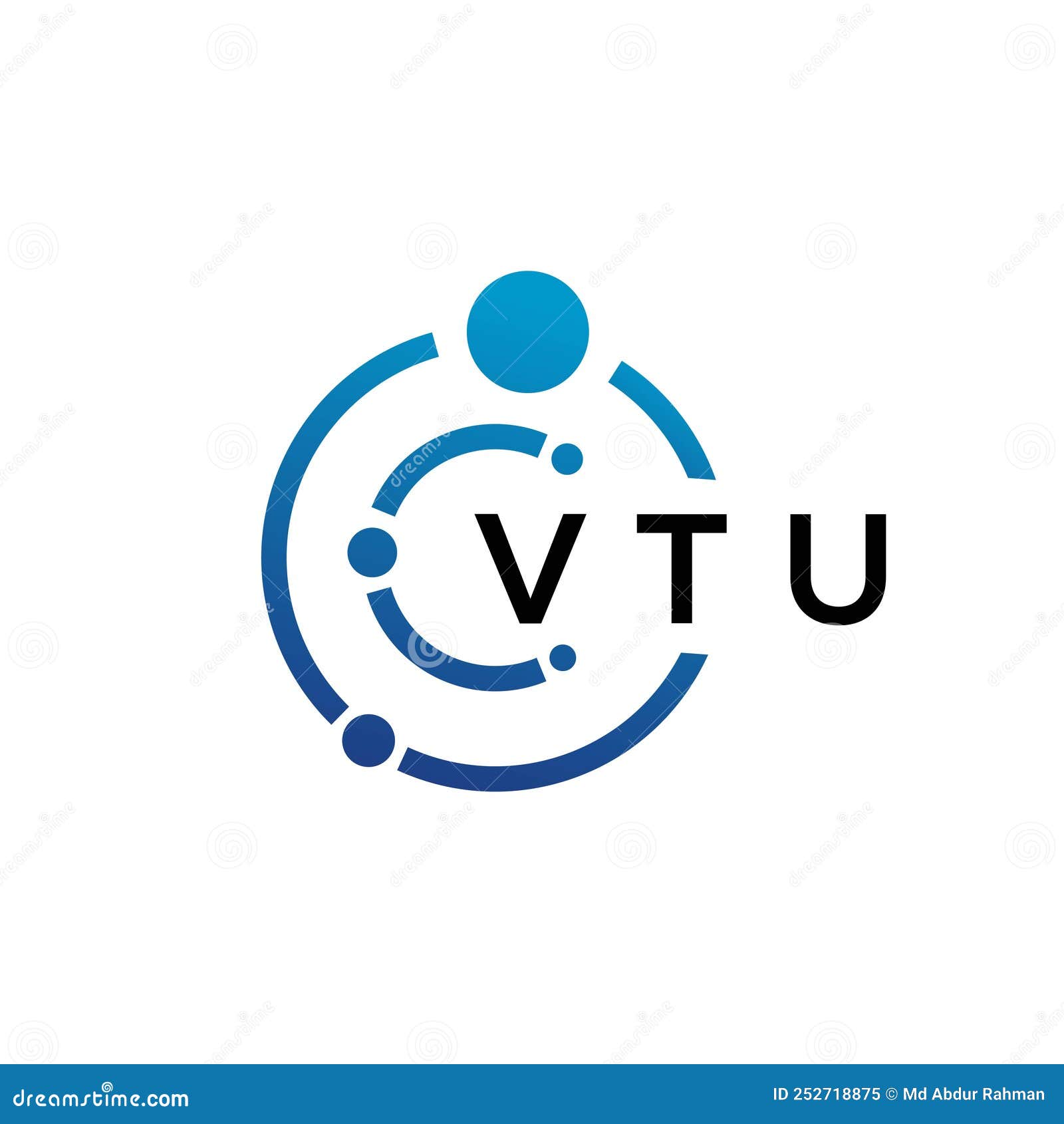 VTU Letter Technology Logo Design on White Background. VTU Creative ...