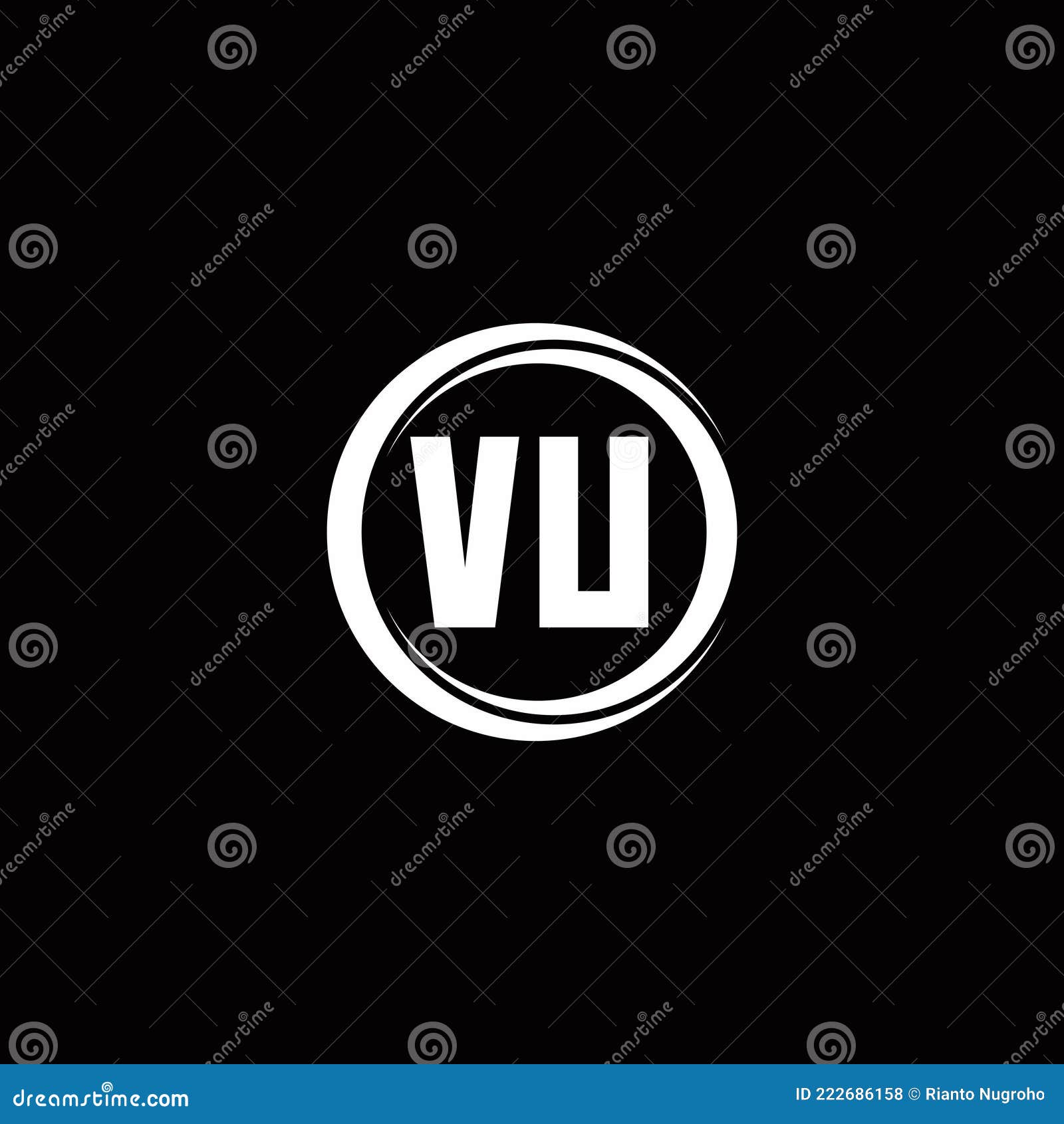 VU Logo Initial Letter Monogram with Circle Slice Rounded Design ...