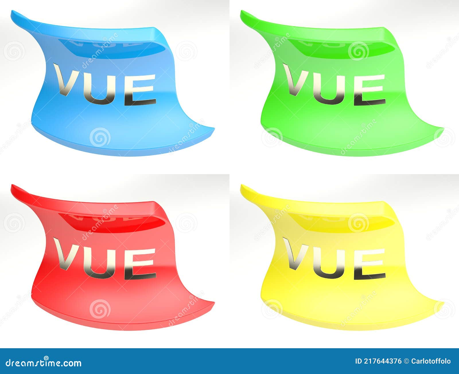 VUE Colorful Icon Set Isolated on White Background - 3D Rendering ...