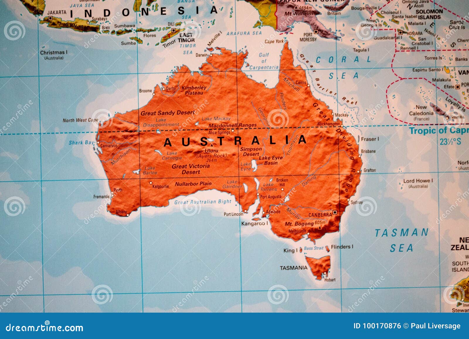 Vue d'atlas d'Australie photo stock. Image du barrière - 100170876