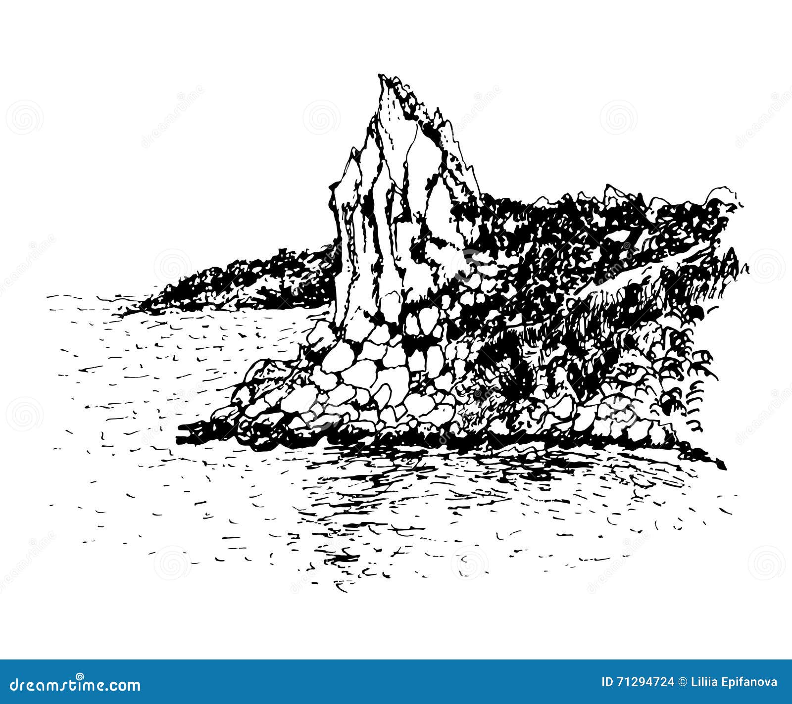 Vue De Dessin De L'illustration De Chat De Roche Illustration de ...