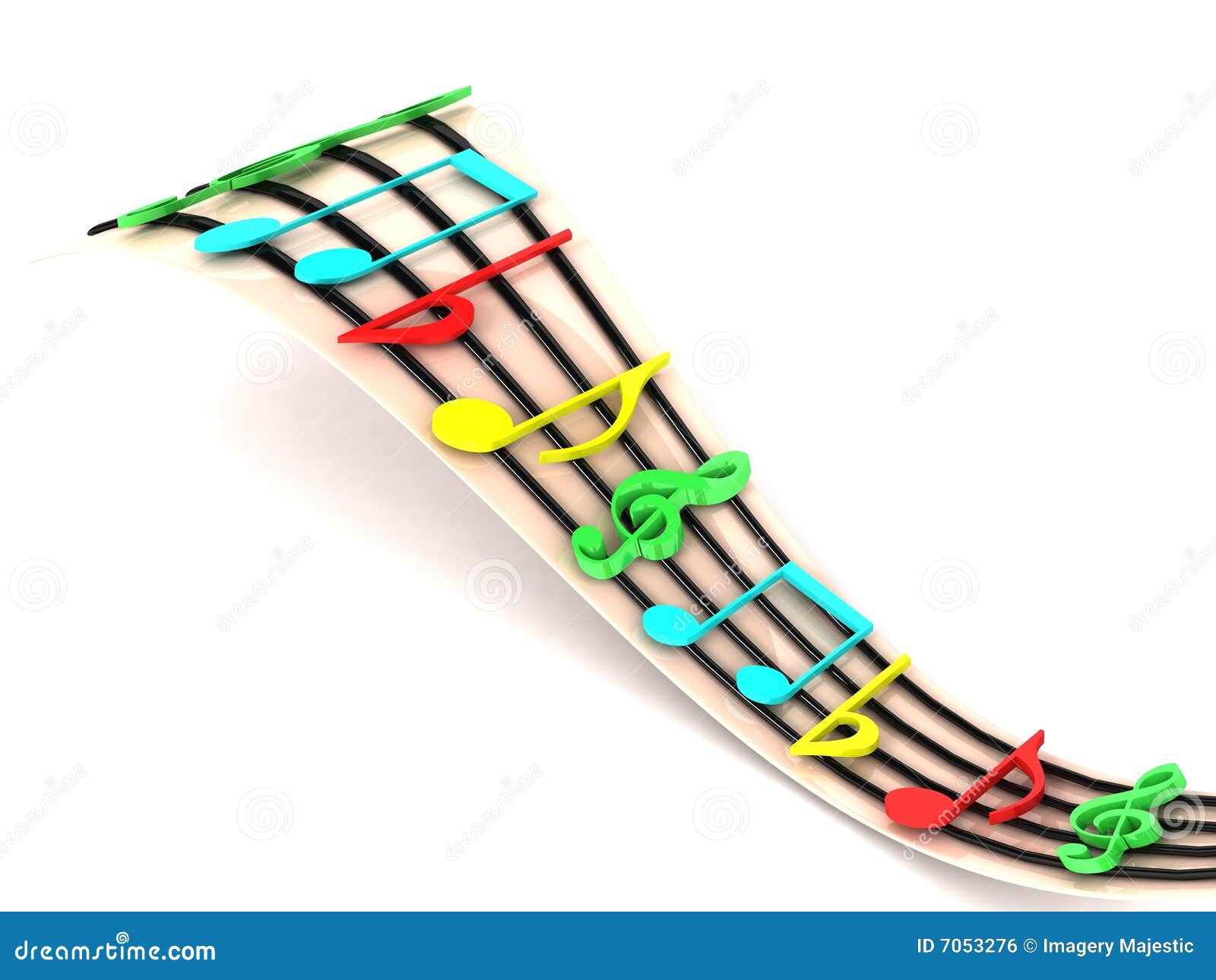 Vue Dimensionnelle Des Notes Musicales Trois Illustration Stock ...