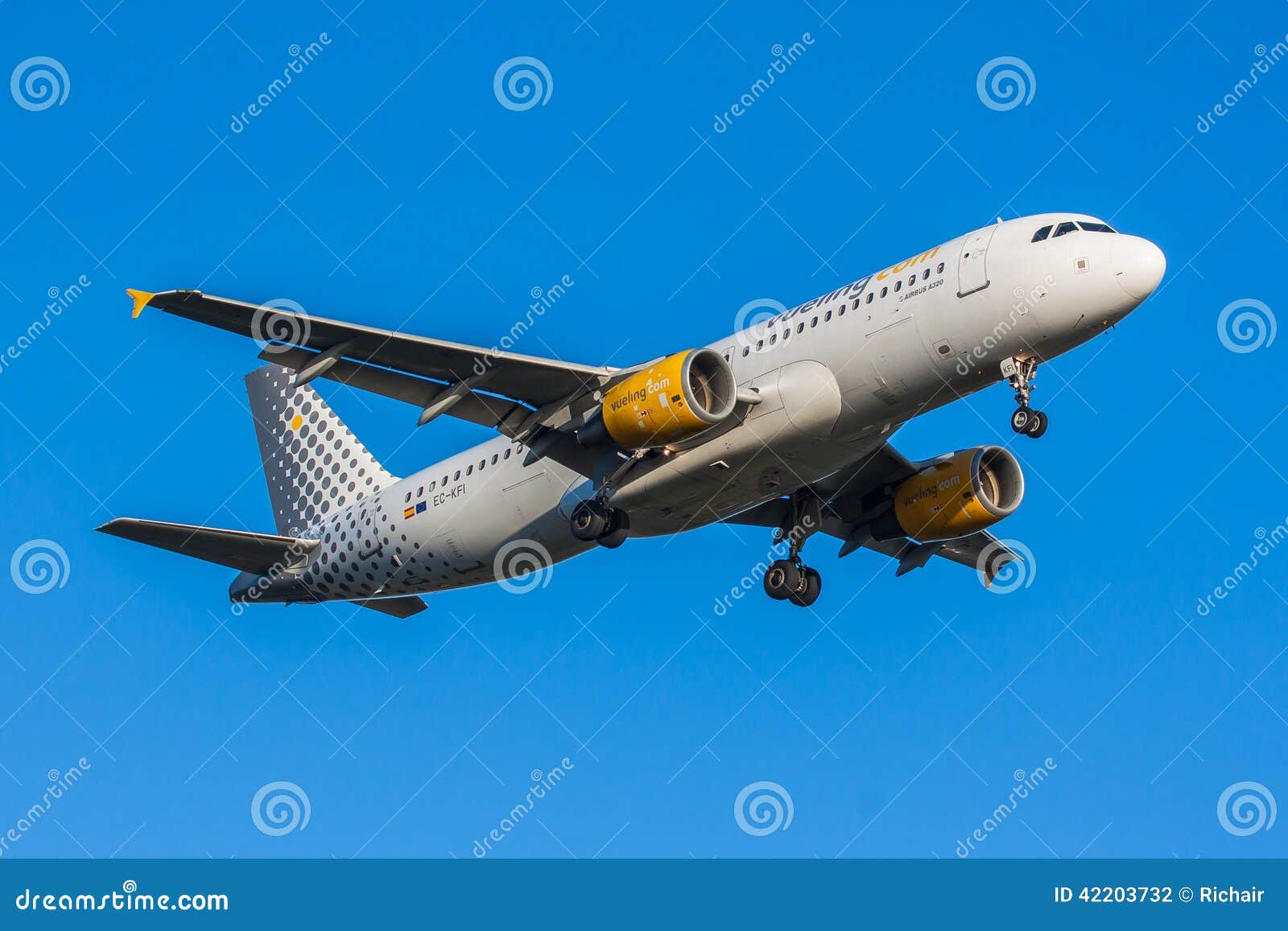 Vueling plane close-up editorial photography. Image of spain - 42203732