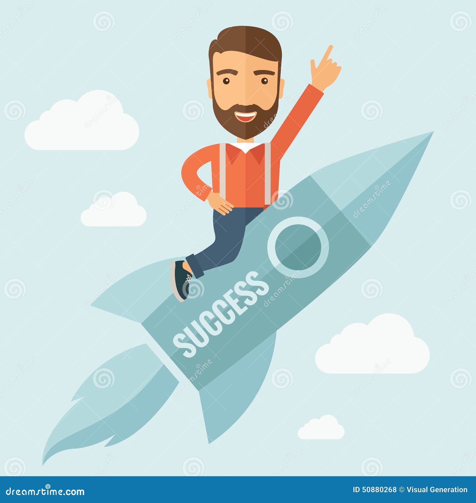 Vuelo Acertado Del Hombre Con Un Rocket Ilustración del Vector ...