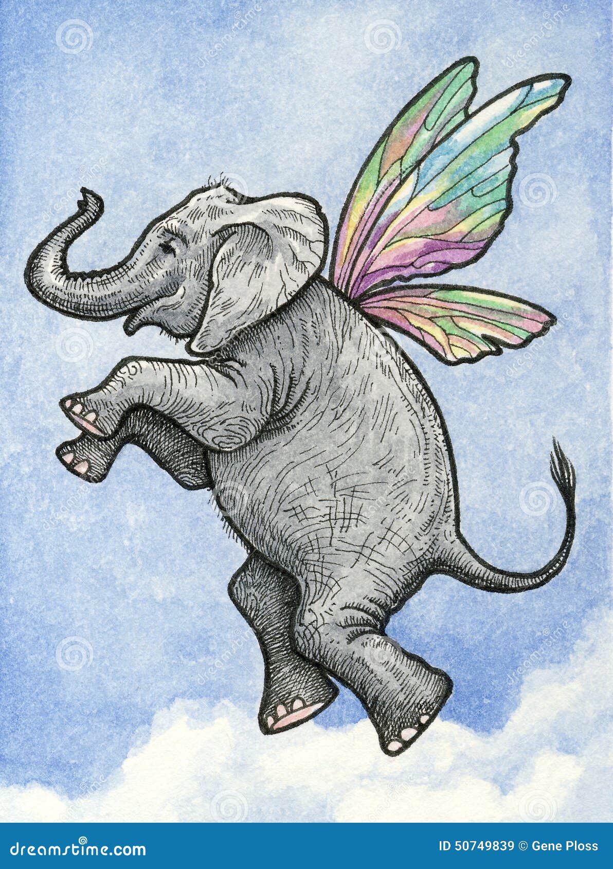 Vuelo del elefante stock de ilustración. Ilustración de nublado - 50749839