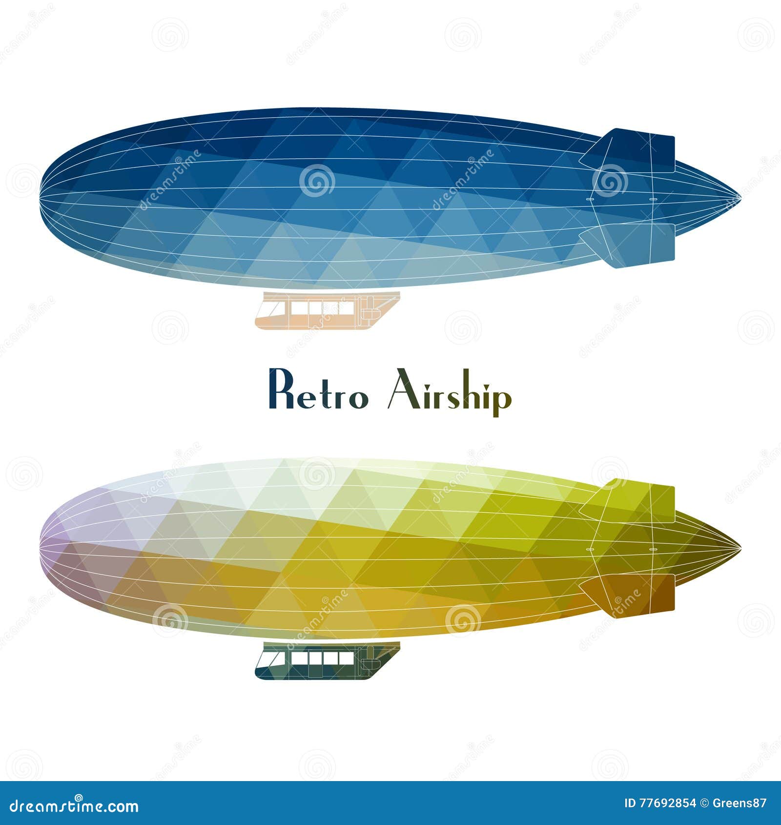 Vuelo Retro Del Globo Dirigible Del Dirigible Ilustración del Vector ...