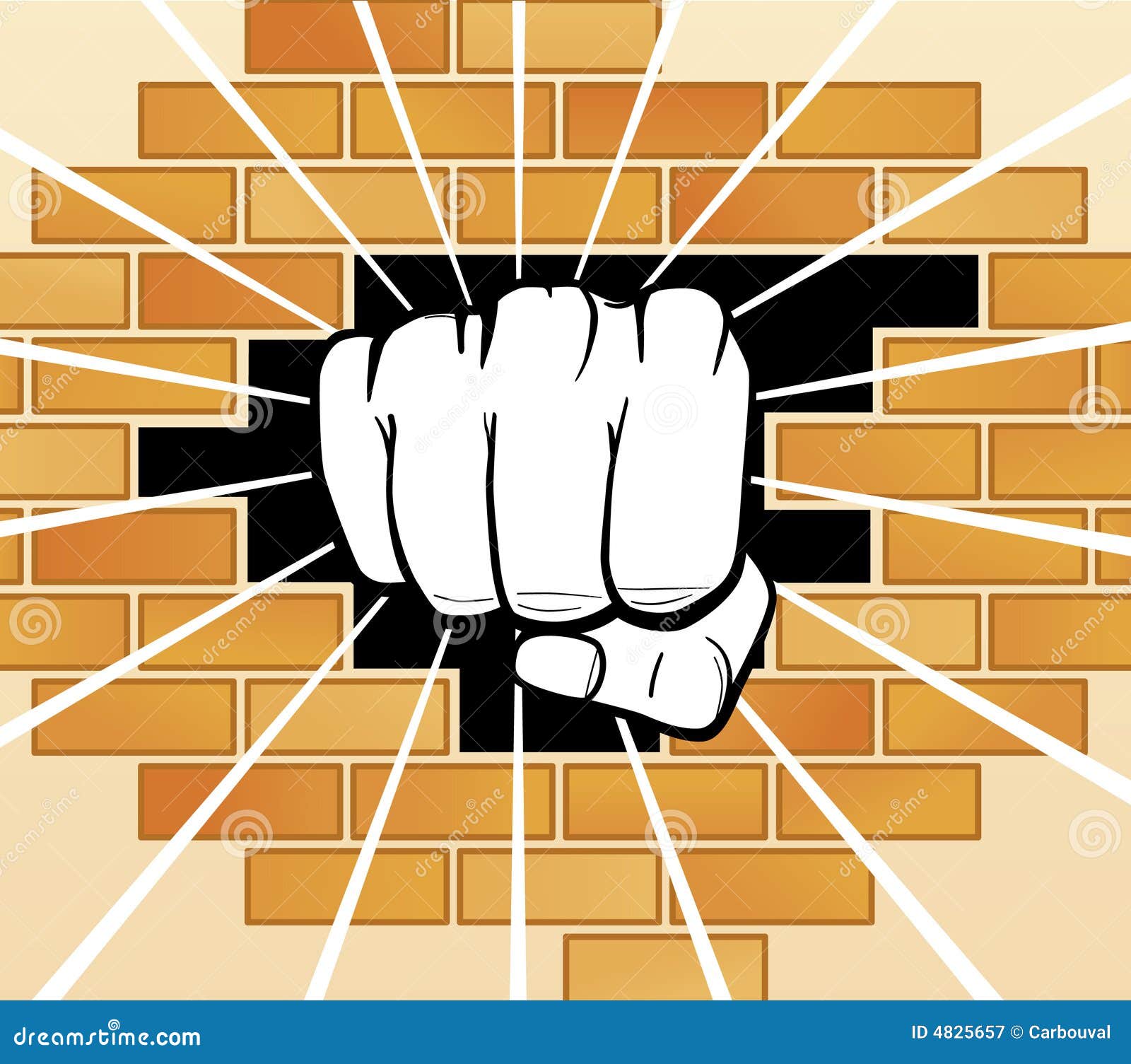 Vuist die een muur breekt vector illustratie. Illustration of vector ...