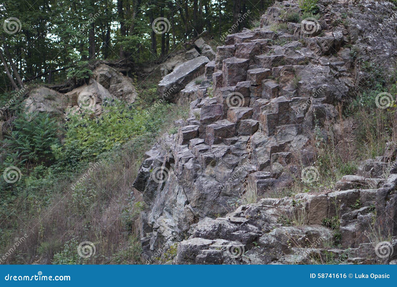 Vulcanic columnar jointing stock photo. Image of colonnade - 58741616