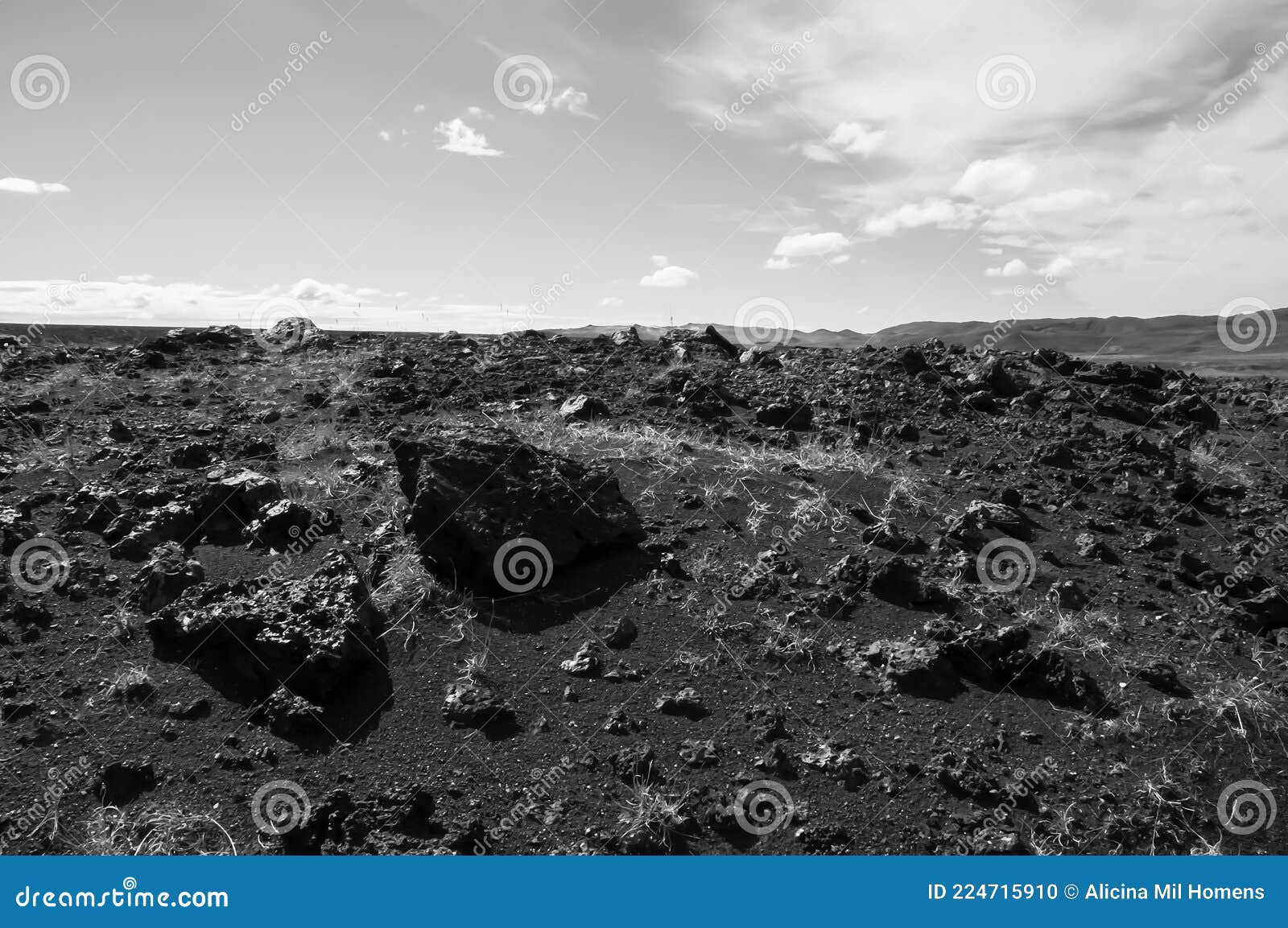 Vulcanic Landscape with Black and White Image Stock Photo - Image of ...