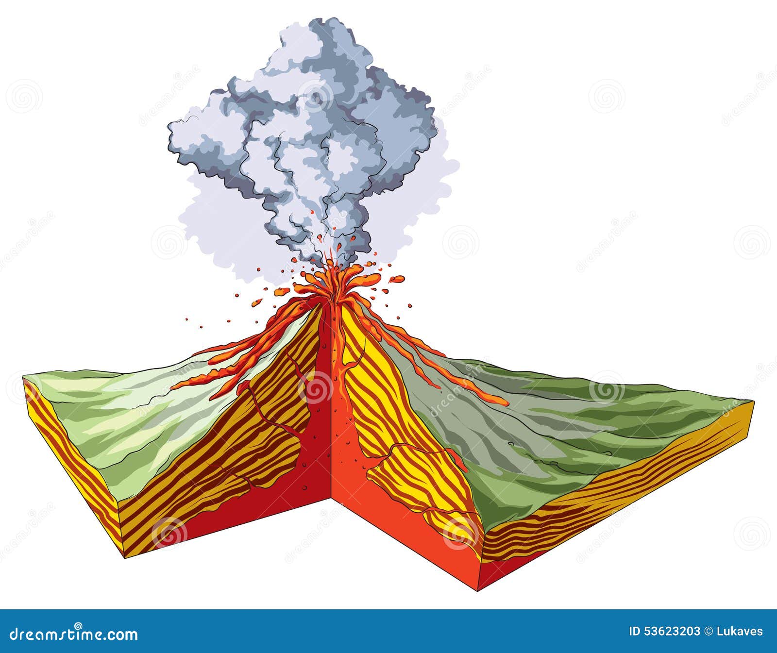 Vulcano illustrazione vettoriale. Illustrazione di caldo - 53623203