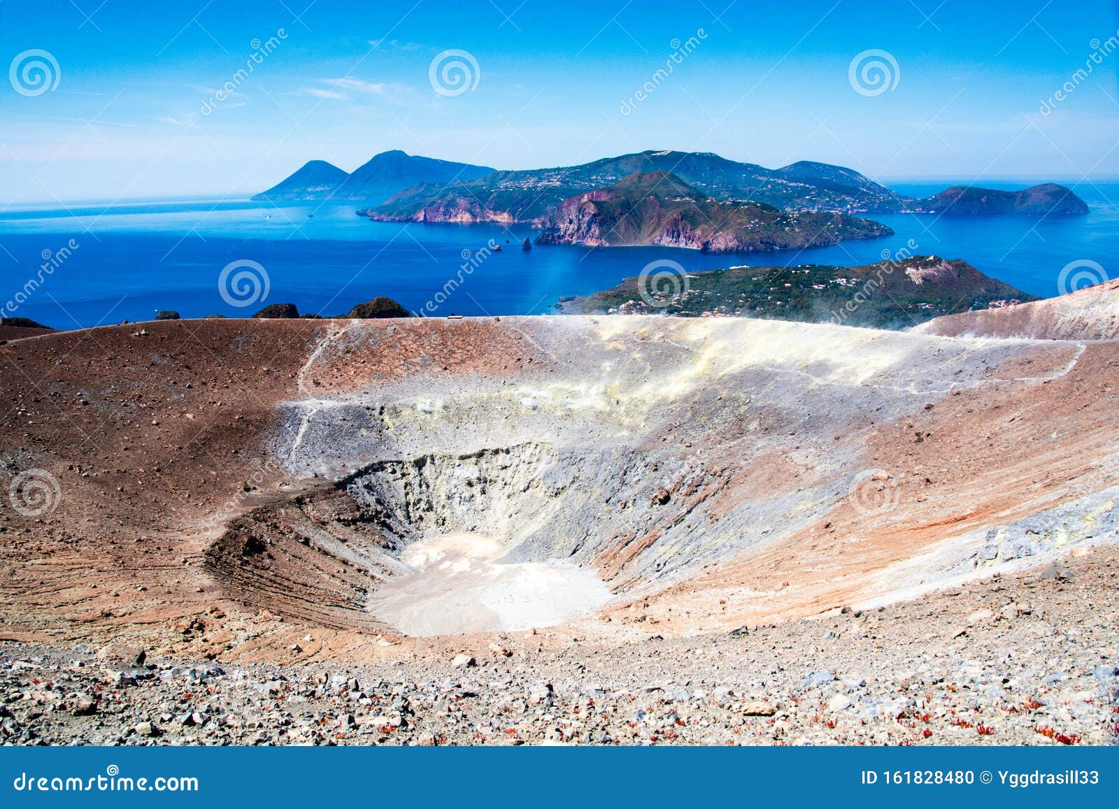 Vulcano Crater and a View Over Lipari and Salina Stock Photo - Image of ...