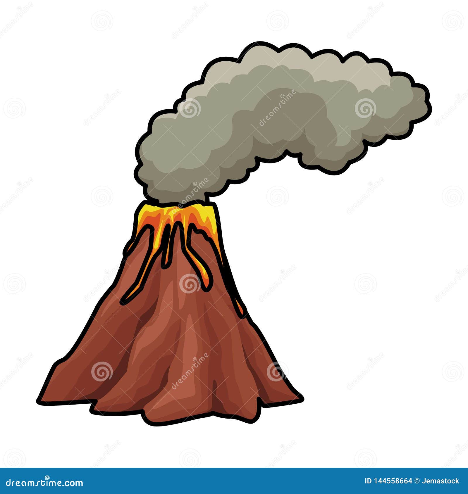 Vulcano with lava cartoon stock vector. Illustration of lava - 144558664