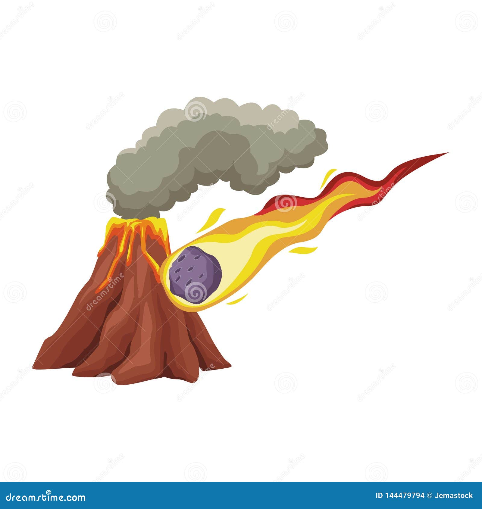 Vulcano with Lava and Meteor Cartoon Stock Vector - Illustration of ...