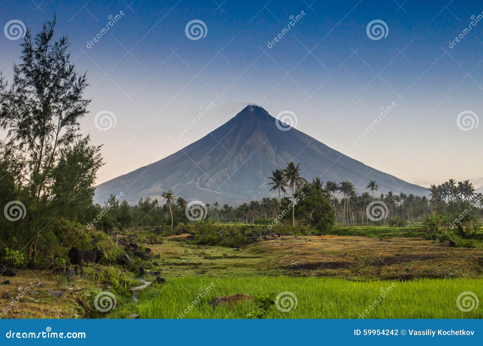 Vulcano Mount Mayon in the Philippines Stock Photo - Image of landscape ...