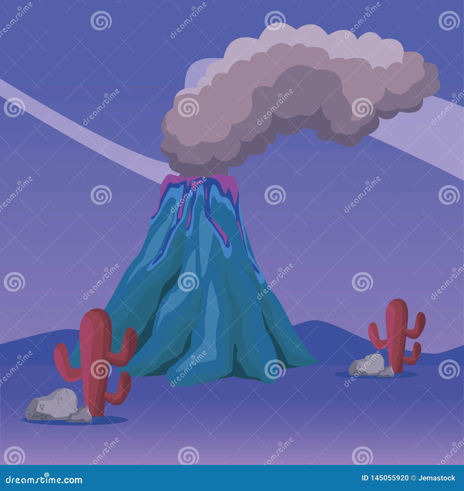 Vulcano at nature stock vector. Illustration of scenery - 145055920