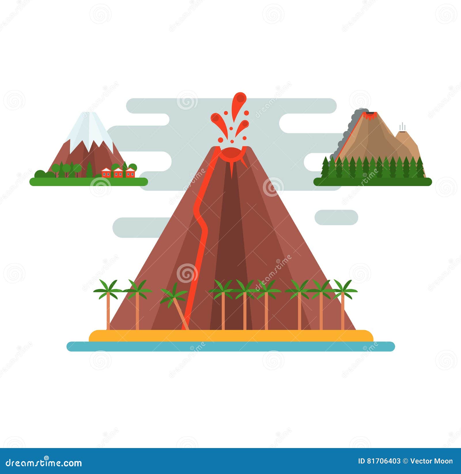 Vulkaan vectorillustratie vector illustratie. Illustration of licht ...