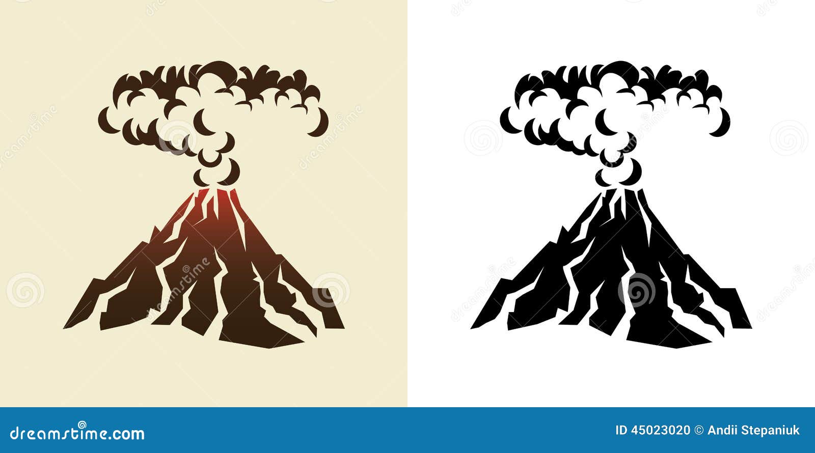 Vulkan vektor abbildung. Illustration von getrennt, berg - 45023020