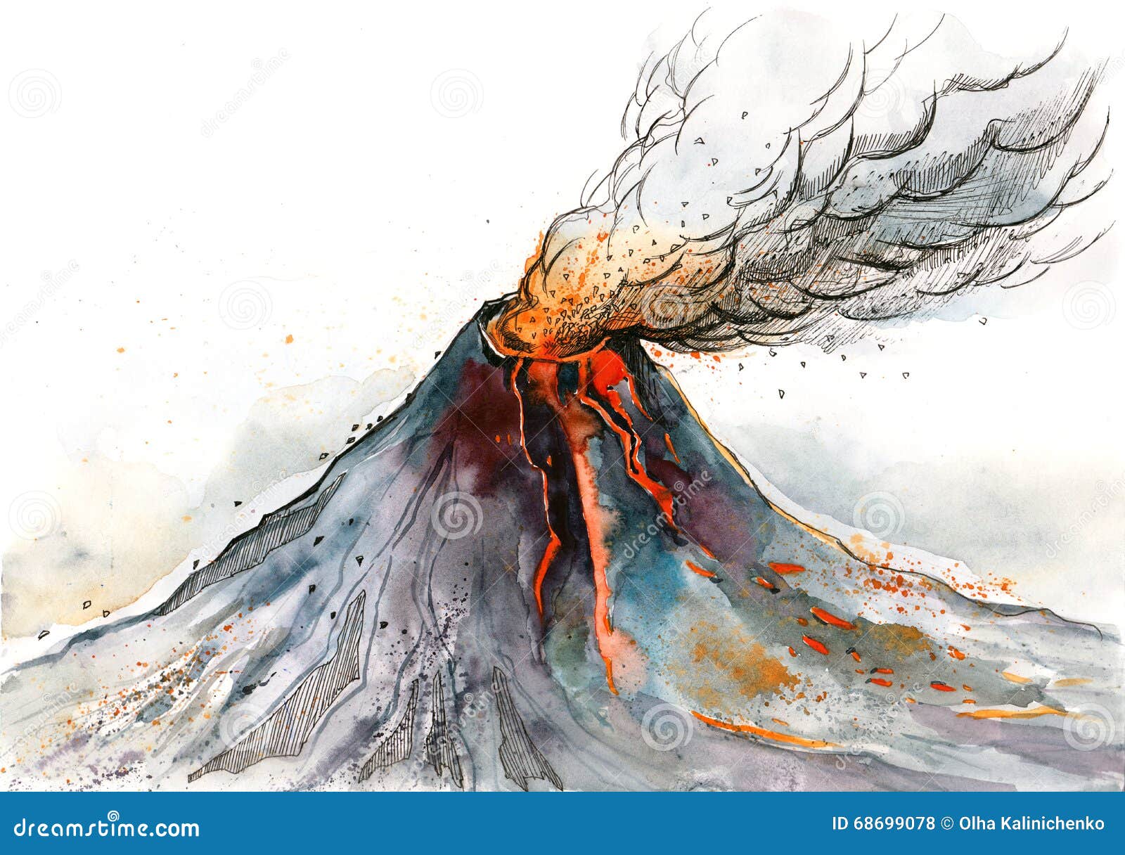 Vulkan stock illustrationer. Illustration av stenar, ändring - 68699078