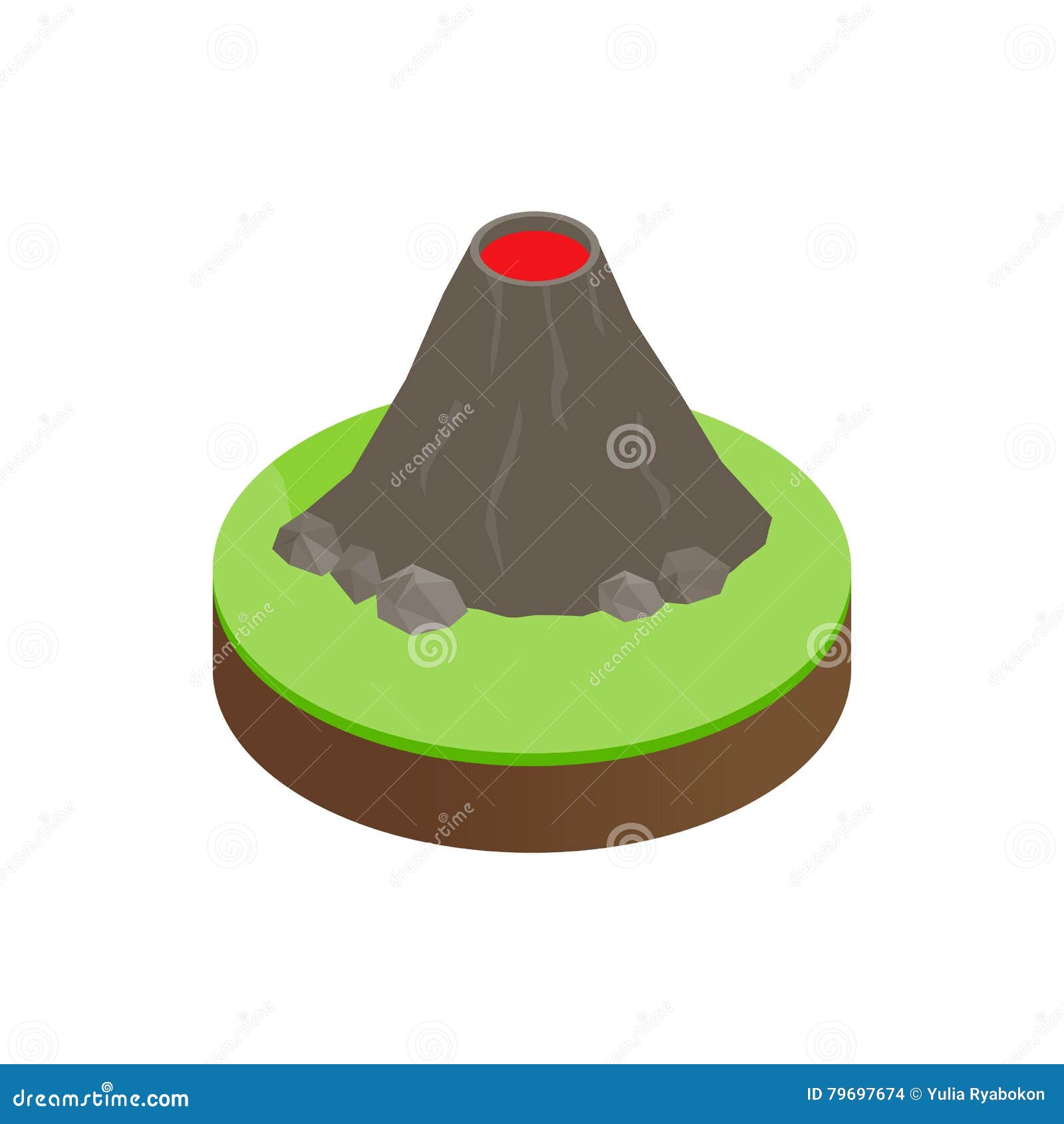 Vulkan, Der Isometrische Ikone 3d Ausbricht Vektor Abbildung ...