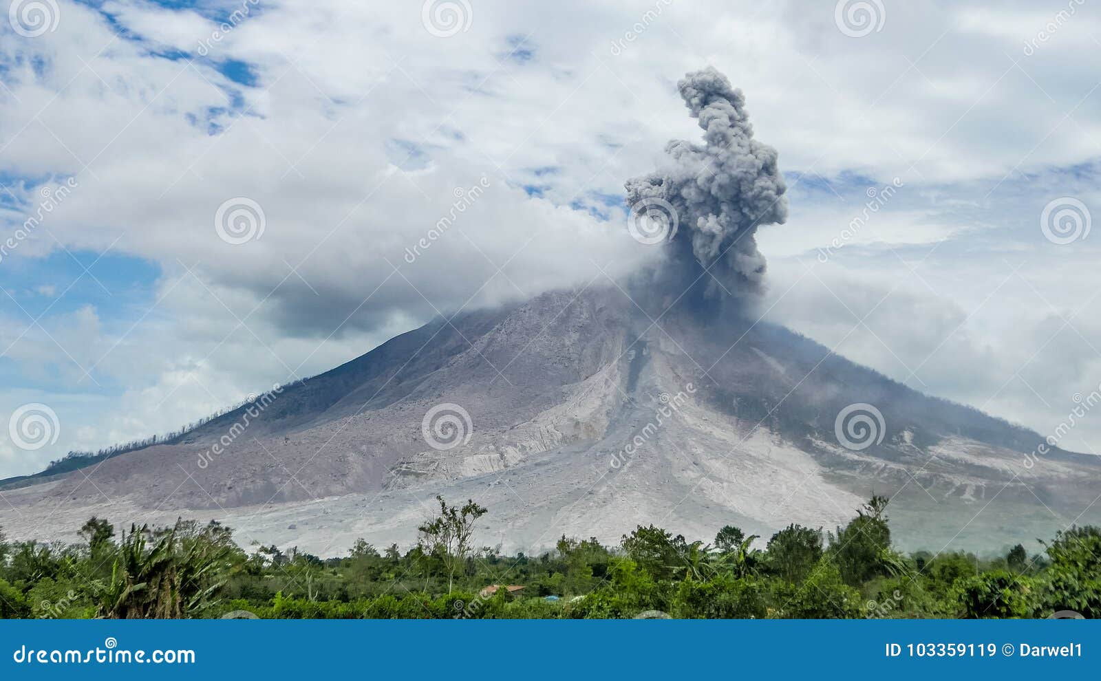 Vulkanische Eruption, Starke Explosion Von Vulcano Stockbild - Bild von ...
