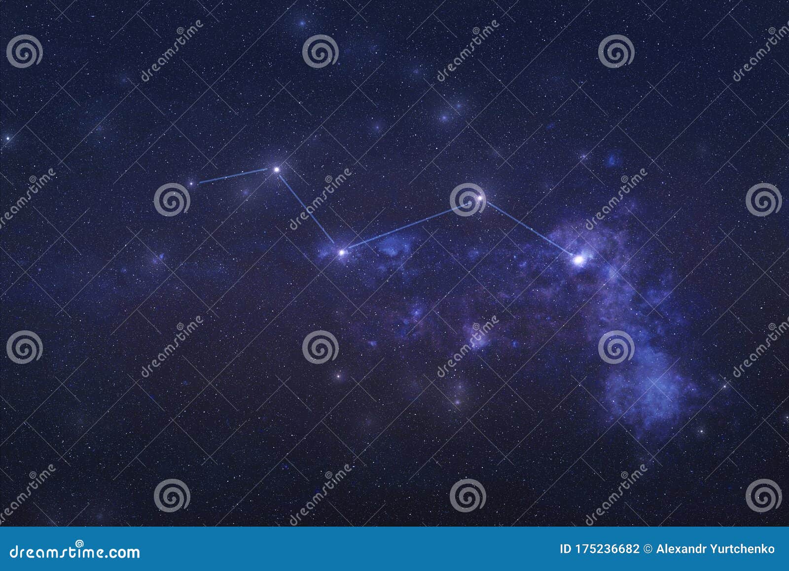 Vulpecula The Fox Constellation Map On A Starry Space Background. Stars ...