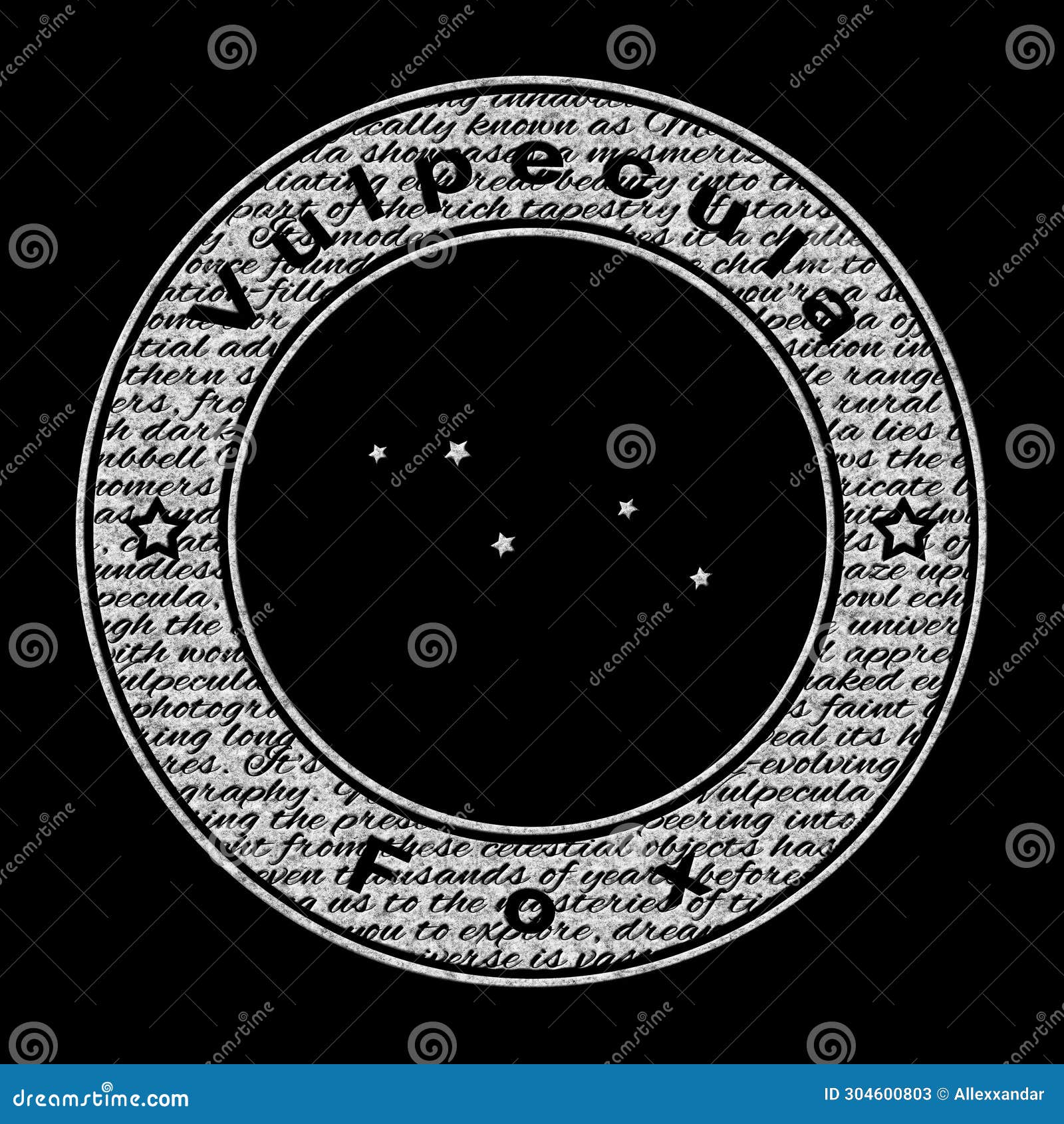 Vulpecula The Fox Constellation Map On A Starry Space Background. Stars ...