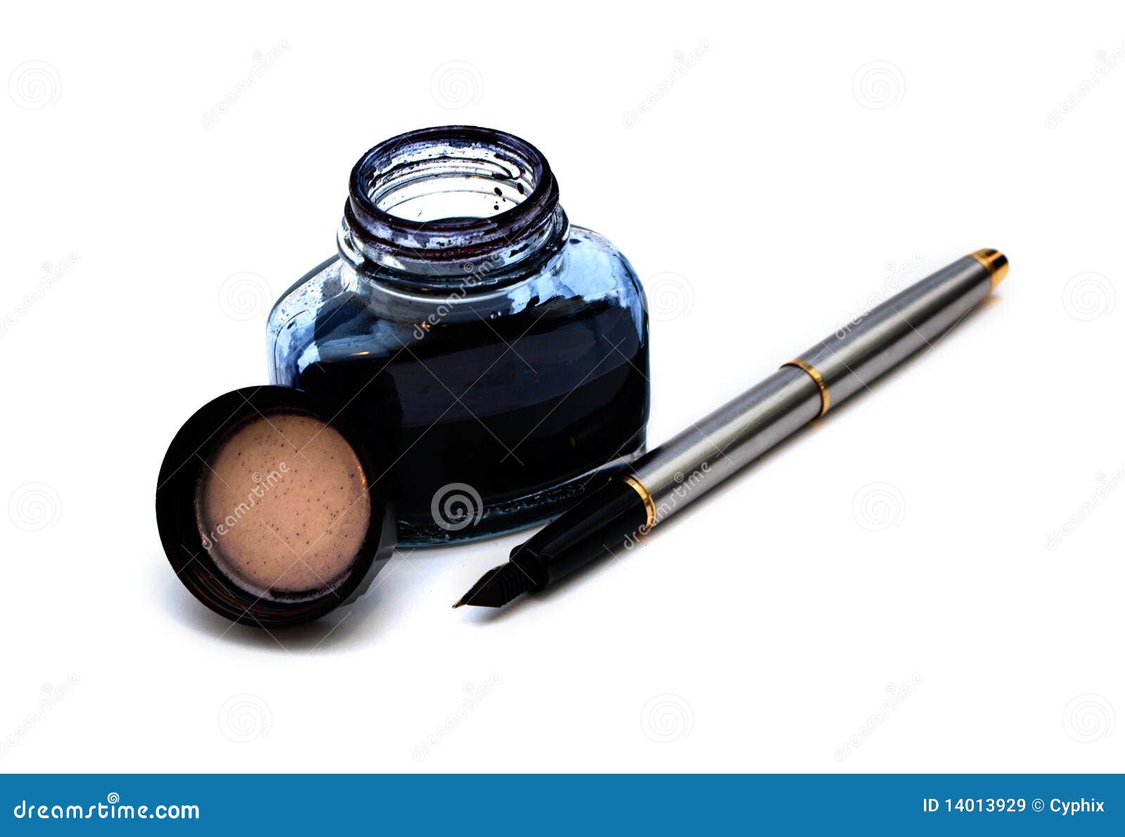 Vulpen en inkt stock afbeelding. Image of deksel, goed - 14013929
