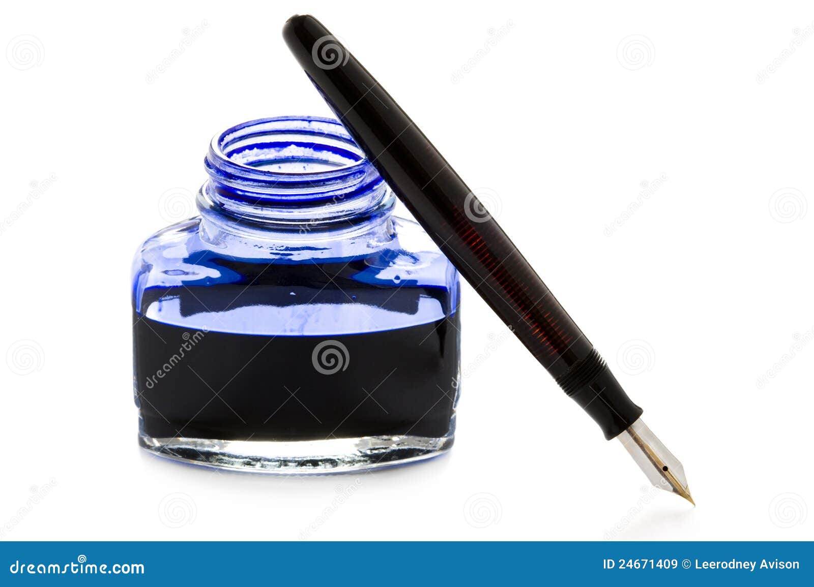 Vulpen en inkt stock afbeelding. Image of blauw, schrijf - 24671409
