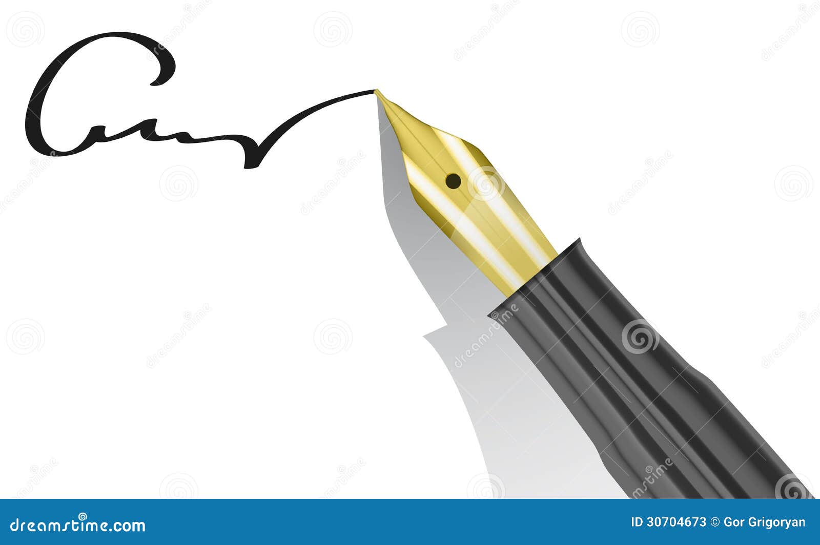 Vulpen Met Gouden Uiteinde En Handtekening Vector Illustratie ...