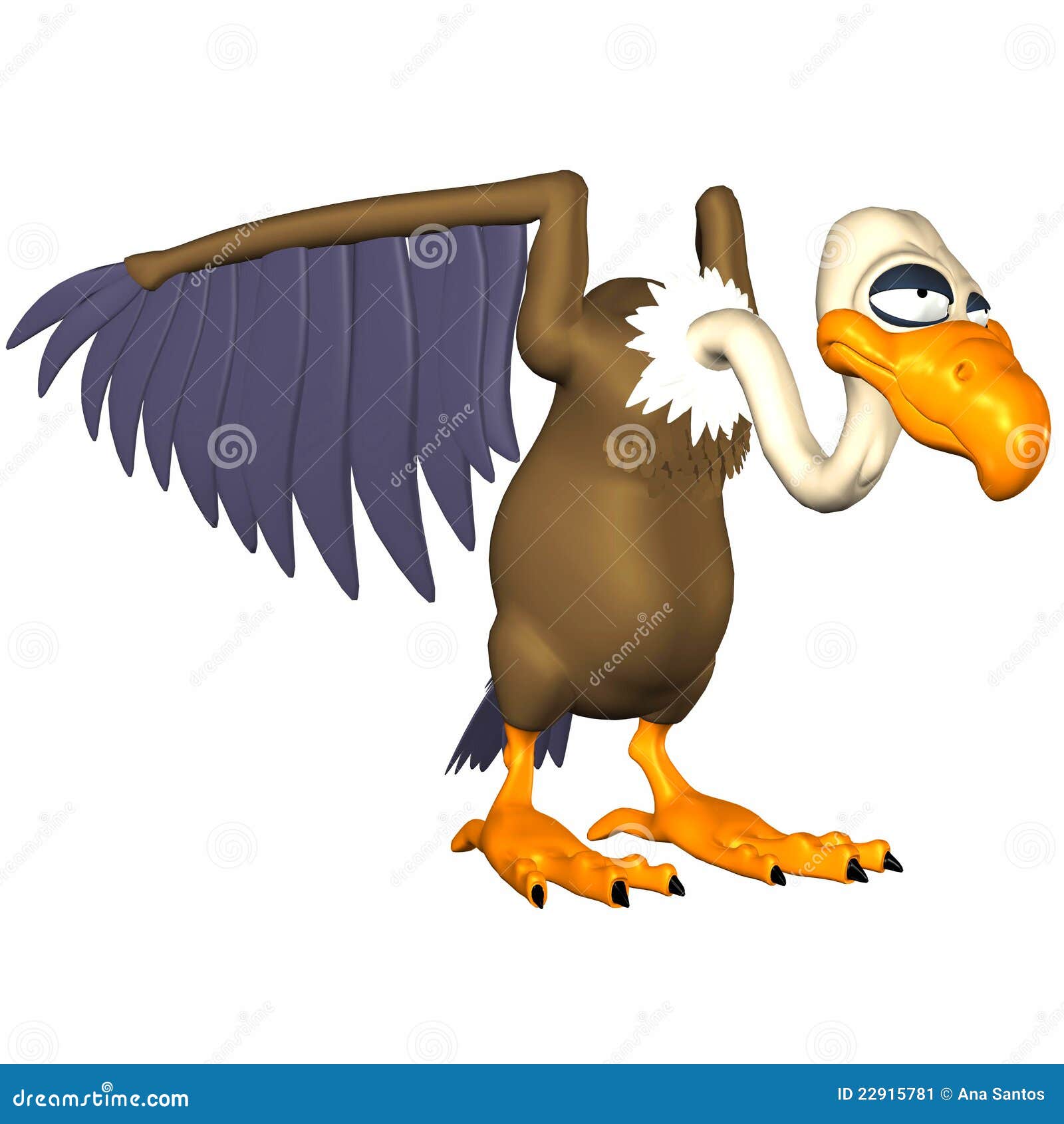 Vulture Isolated On White Background In Flat And Doodle Style. Cute ...