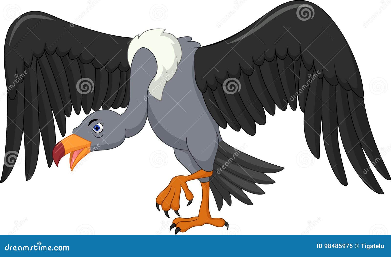 Vulture bird cartoon stock vector. Illustration of black - 98485975