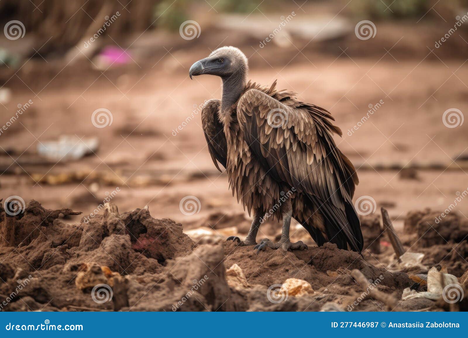 Vulture Bird Scavenging on a Carcass. Generative AI Stock Illustration ...