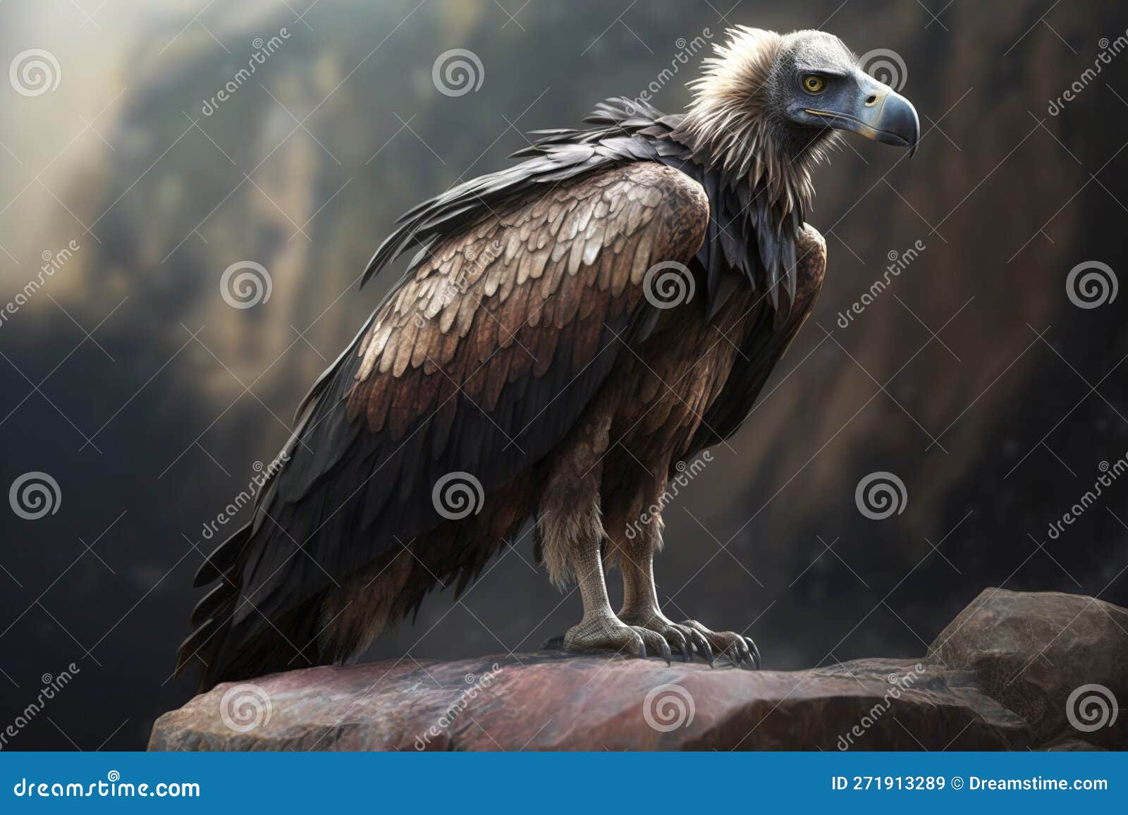 Vulture on a Rock. Ai Generated Stock Illustration - Illustration of ...