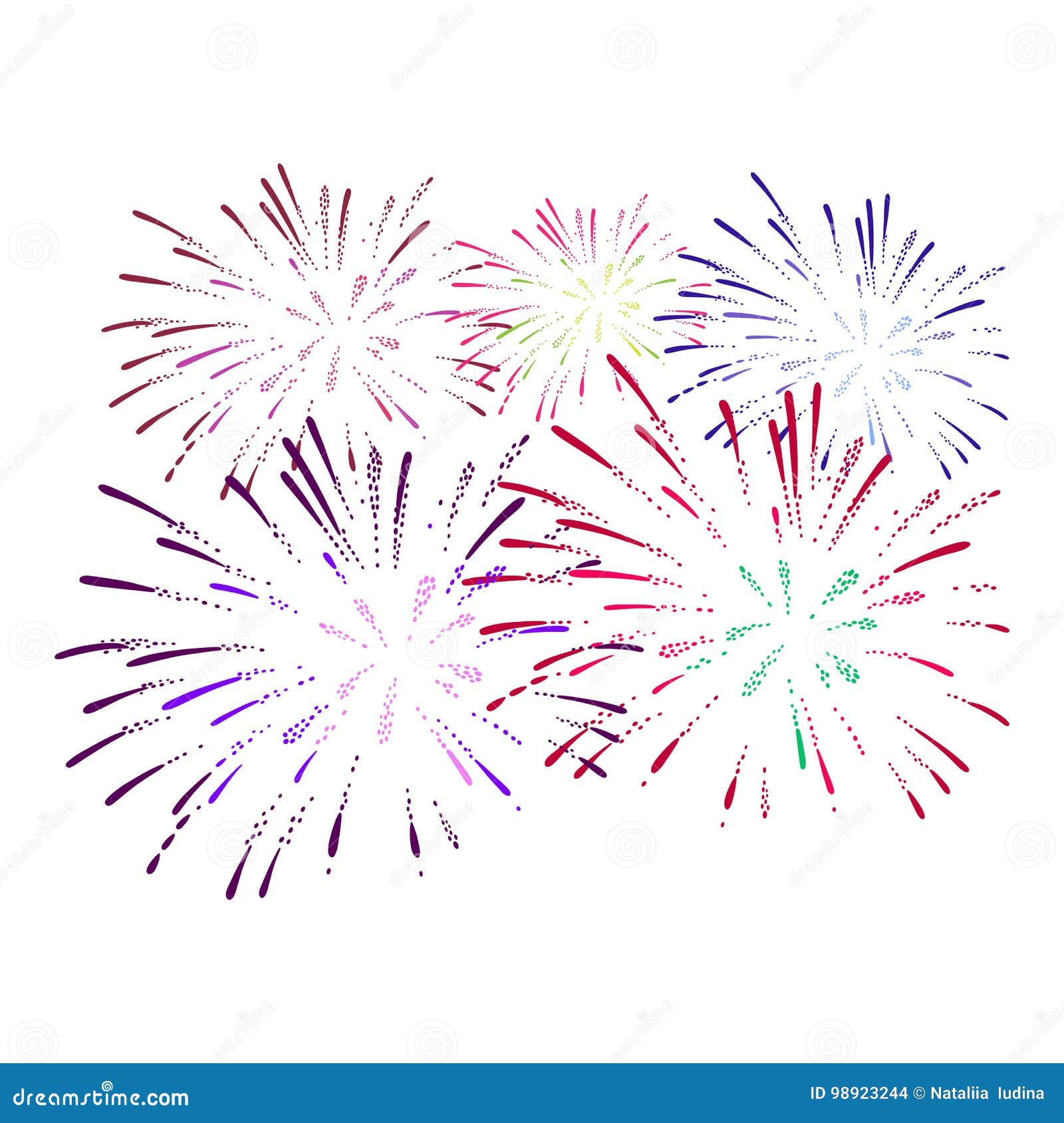 Vuurwerk Op Witte Achtergrond Vector Illustratie Vector Illustratie ...
