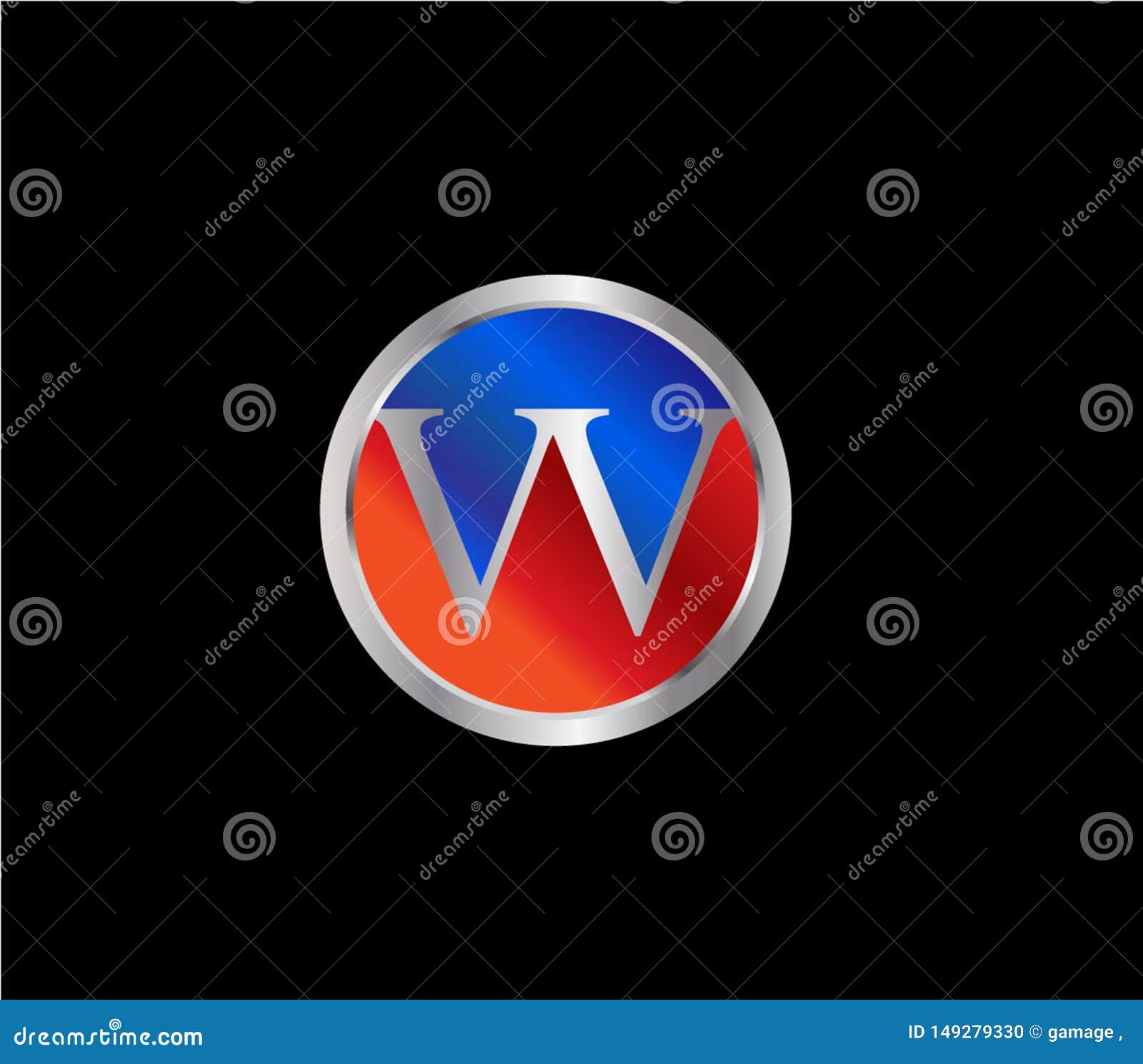 VV Initial Circle Shape Red Blue Silver Color Later Logo Design Stock ...