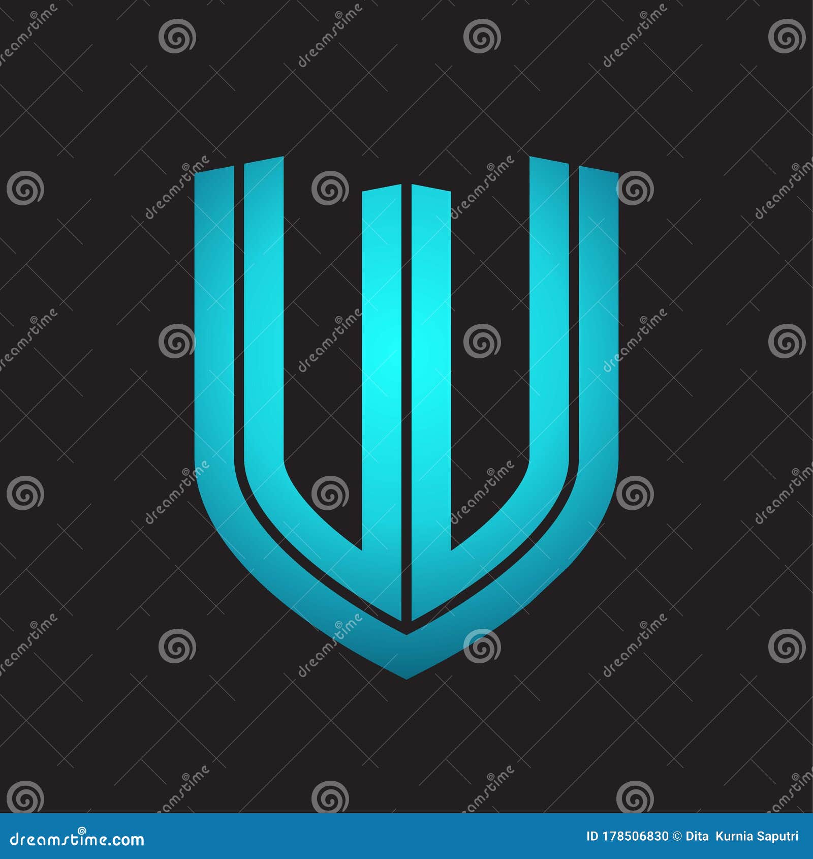 VV Logo Monogram with Emblem Shield Design Isolated with Blue Colors on ...