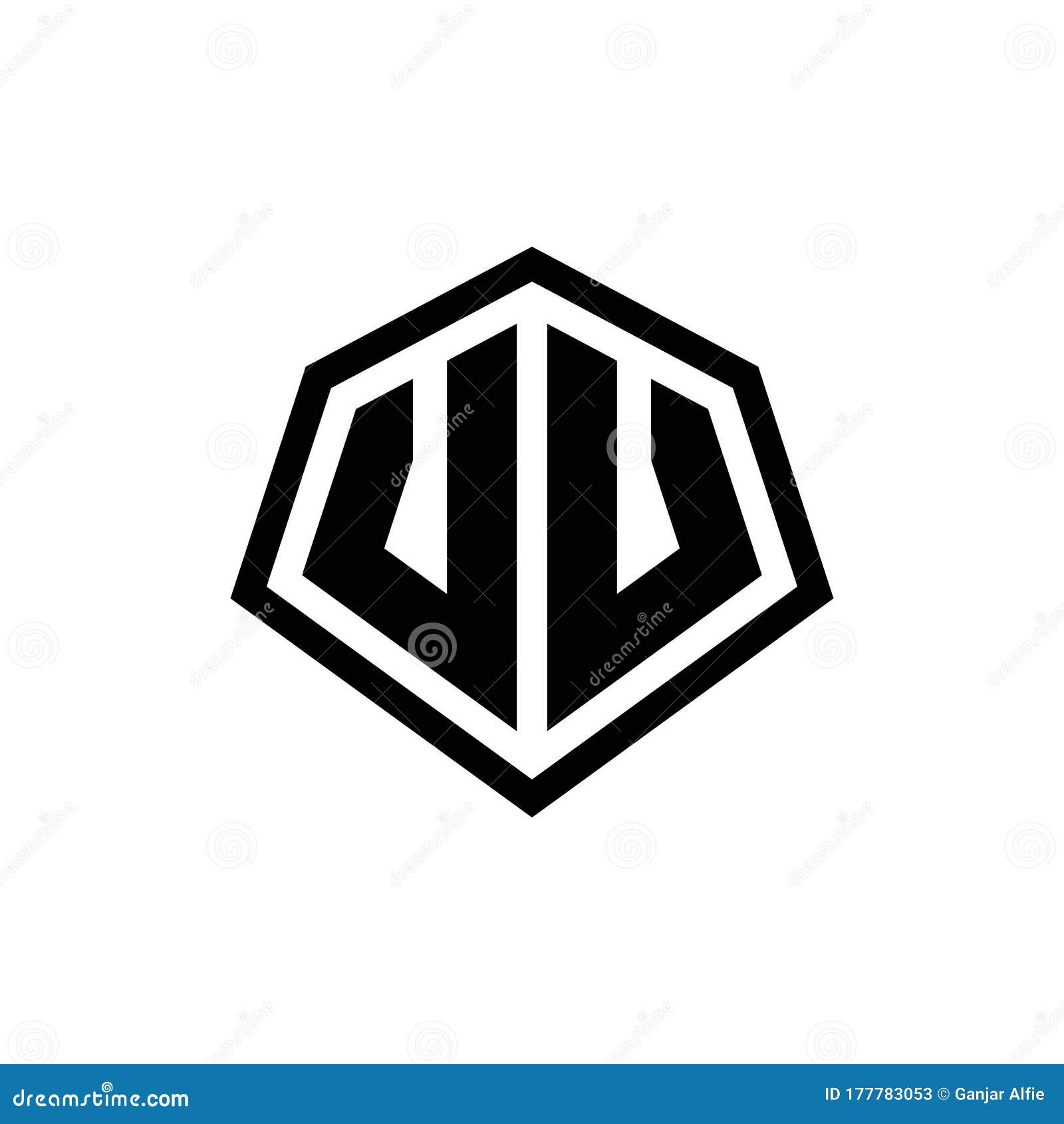 VV Monogram Logo with Hexagon Shape and Line Rounded Style Design ...