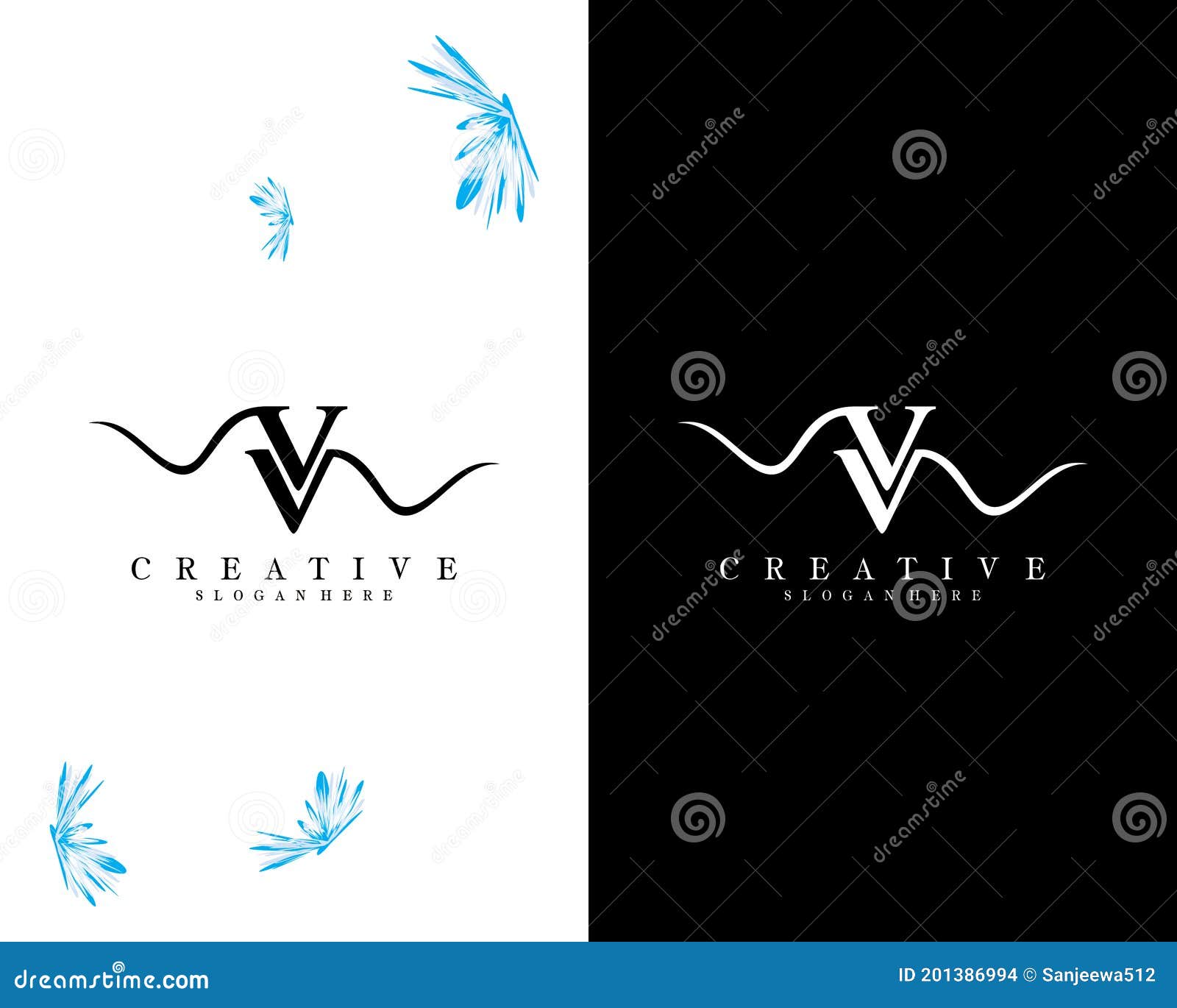 Vv, V Letters Creative Handwriting Logo Design Template Vector Stock ...
