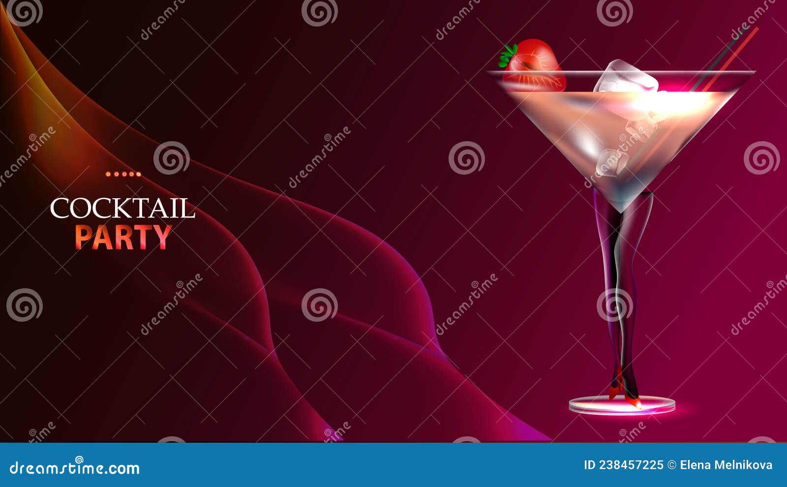 Cocktail Glass with Cherries and Strawberries on a Dark Background ...