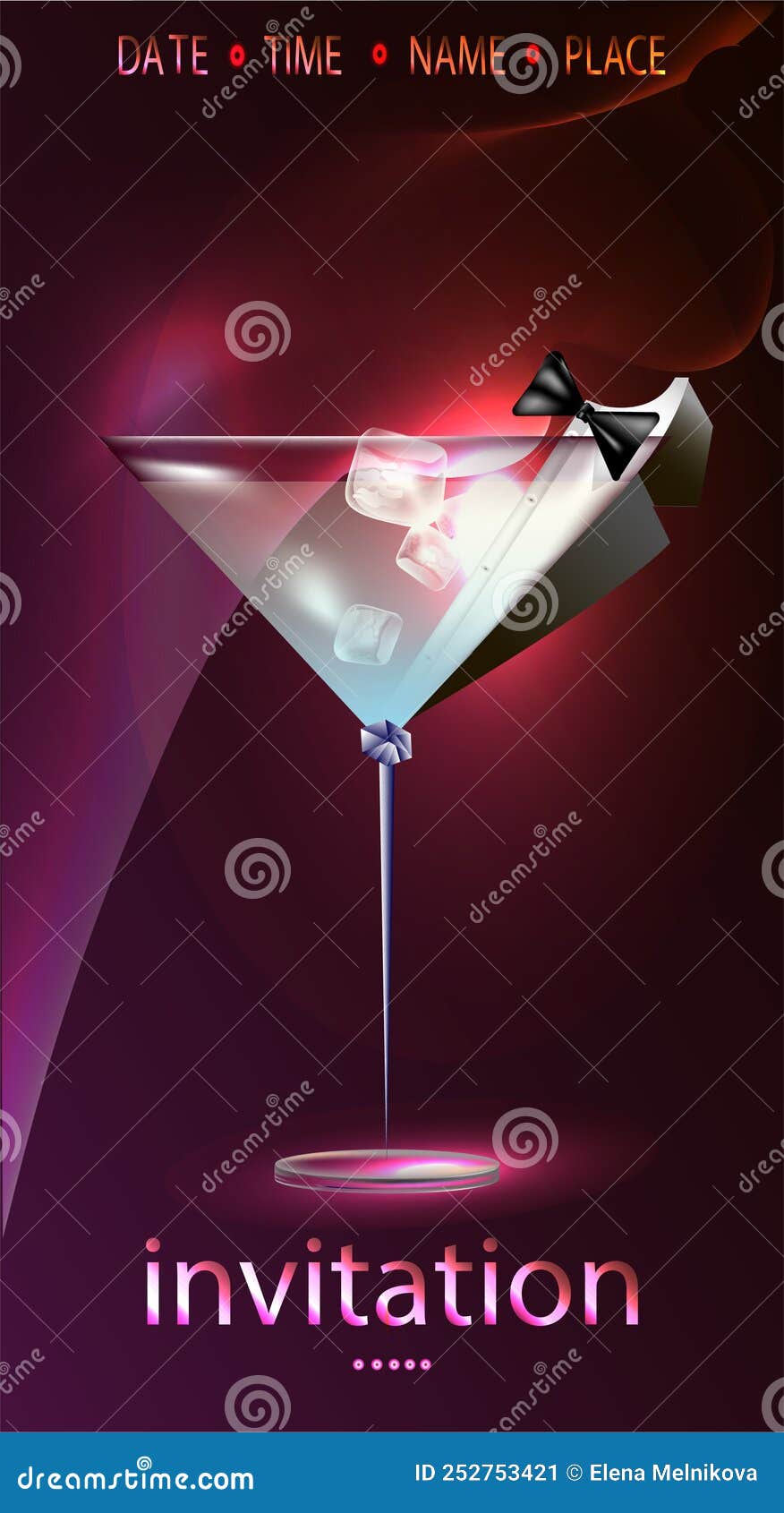 Elegant Invitation To a Cocktail Party with a Glass of Martini and a ...