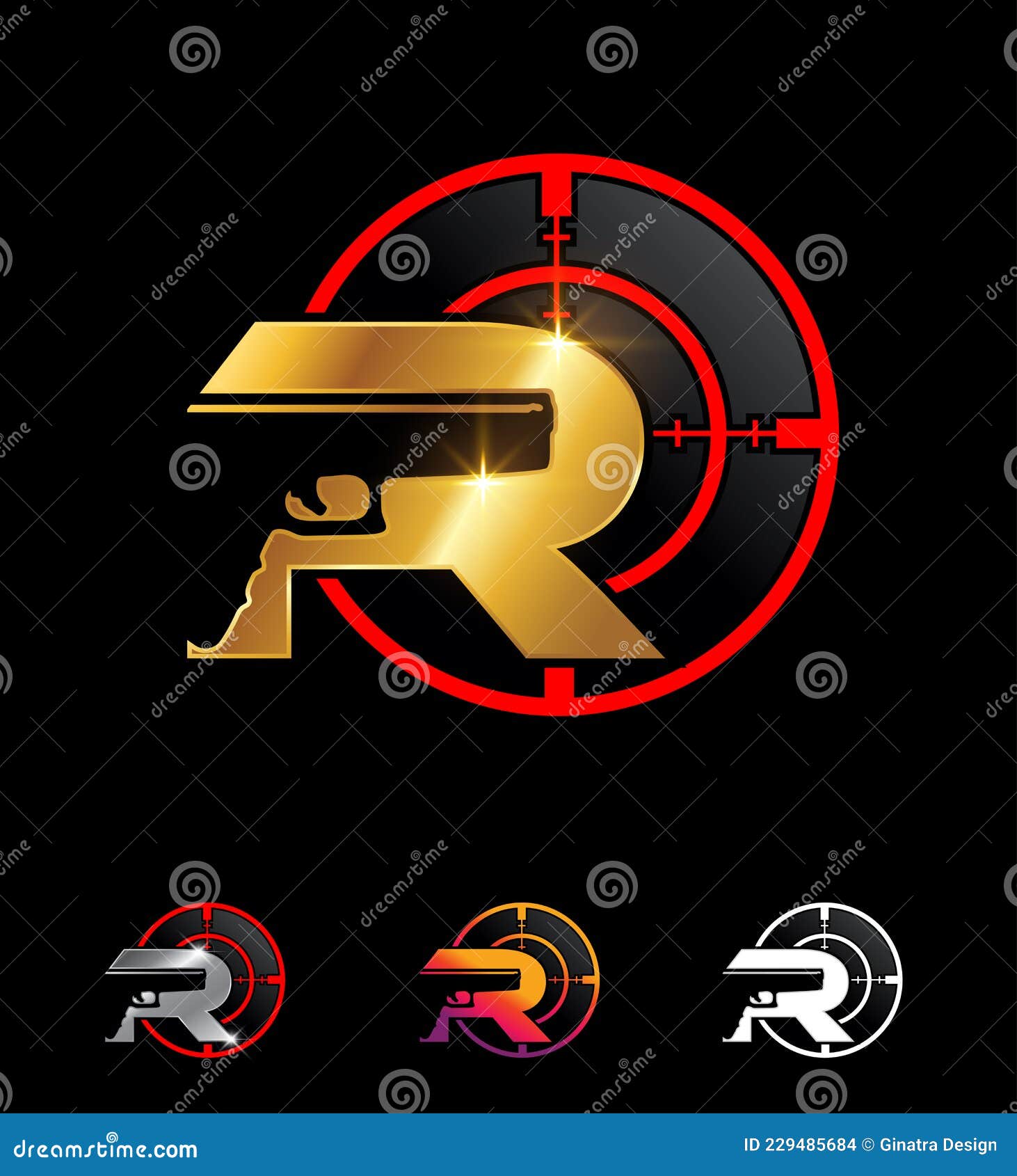 Gun Monogram Logo Initial Letter R Stock Vector - Illustration of logo ...
