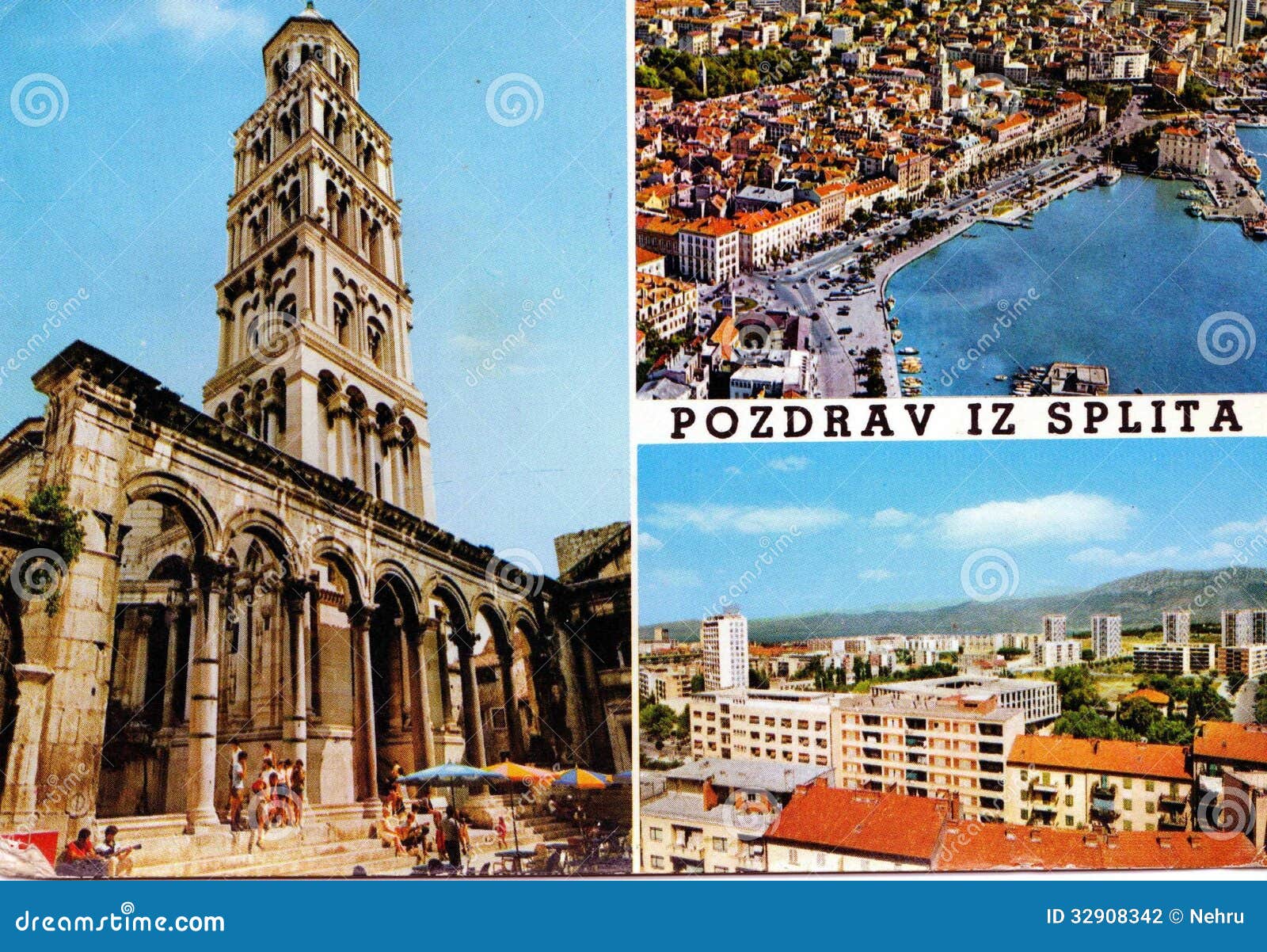 Vintage Post Card from Split, Croatia Editorial Photography - Image of ...