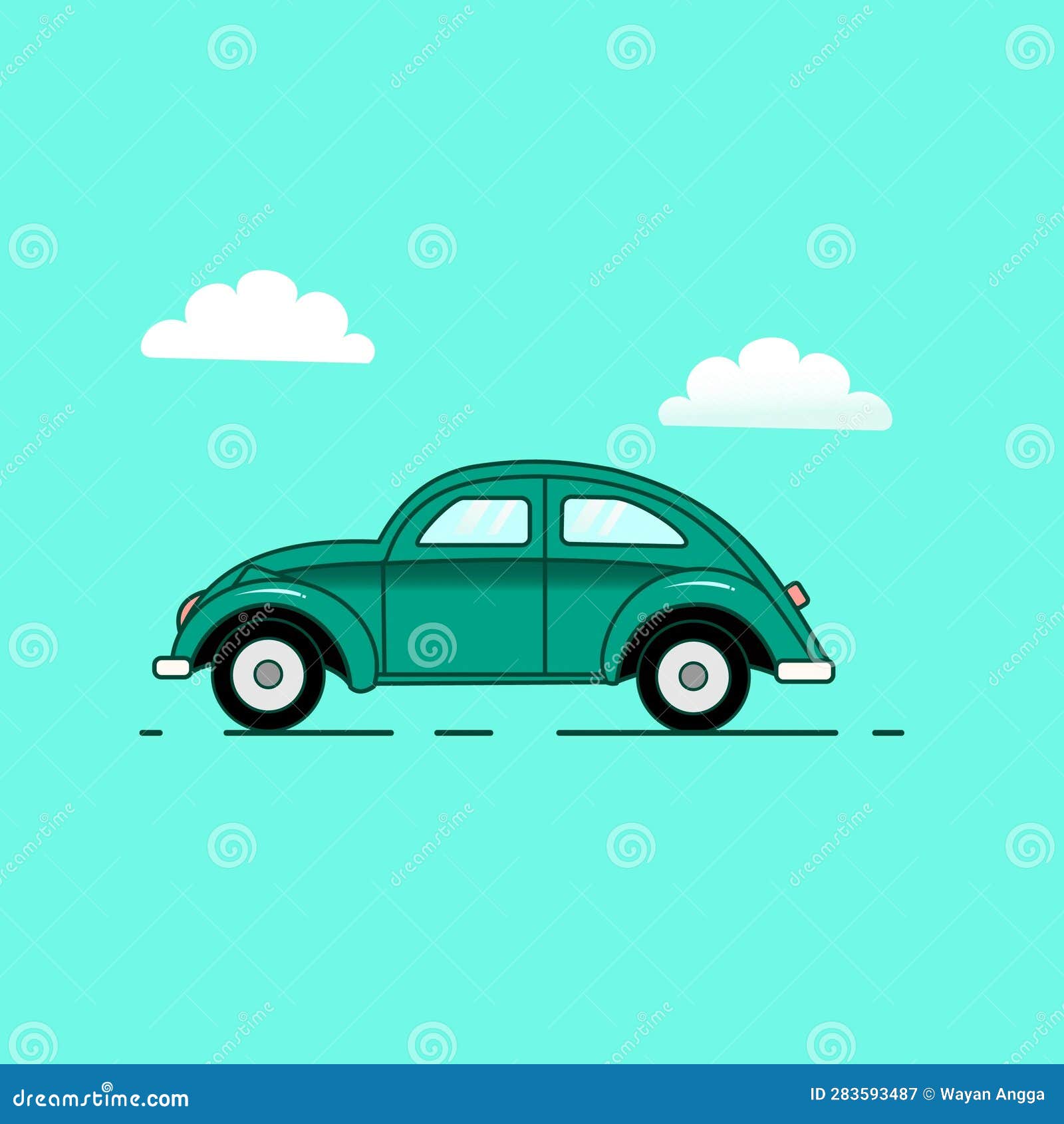 A Simple Vector Illustrations Car Happy Journey on the Fast Blue ...