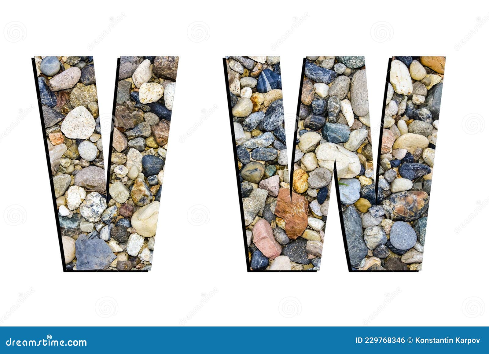 VW Letters. Stone Design Alphabet, Collection of Letters Isolated on ...