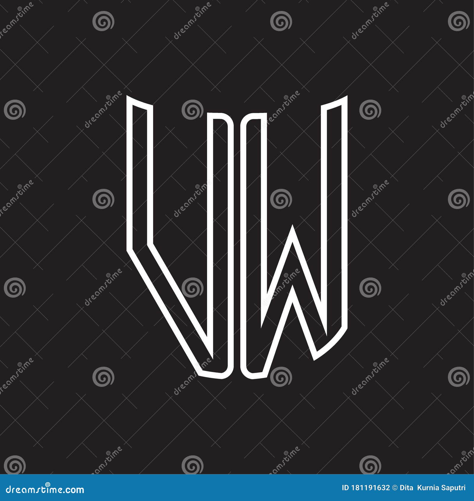VW Logo Monogram with Ribbon Style Outline Design Template Stock ...