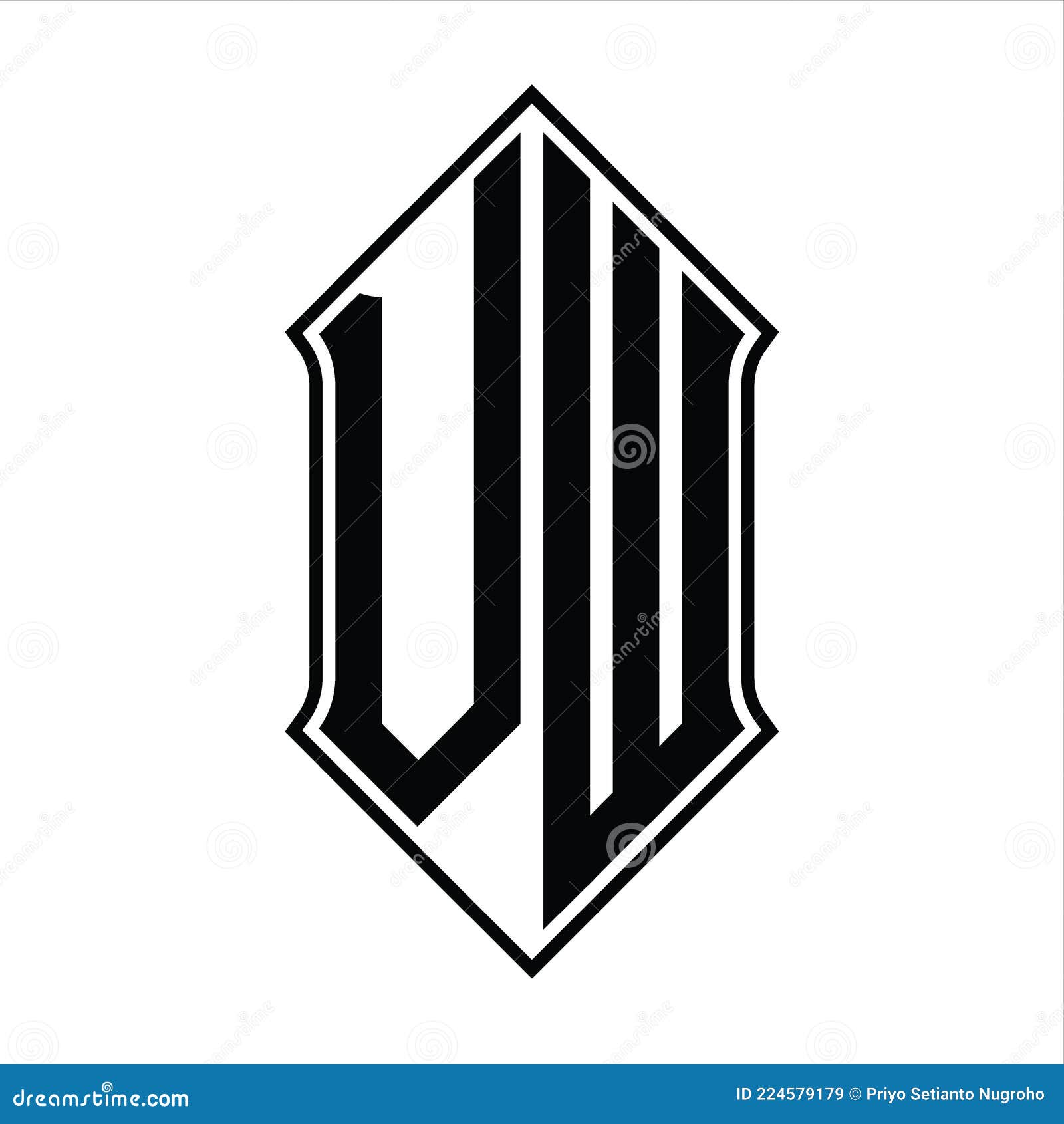 VW Logo Monogram with Shieldshape and Outline Design Template Vector ...